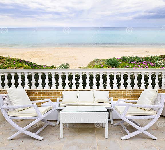 Patio with beach view stock photo. Image of garden, outdoor - 20854776