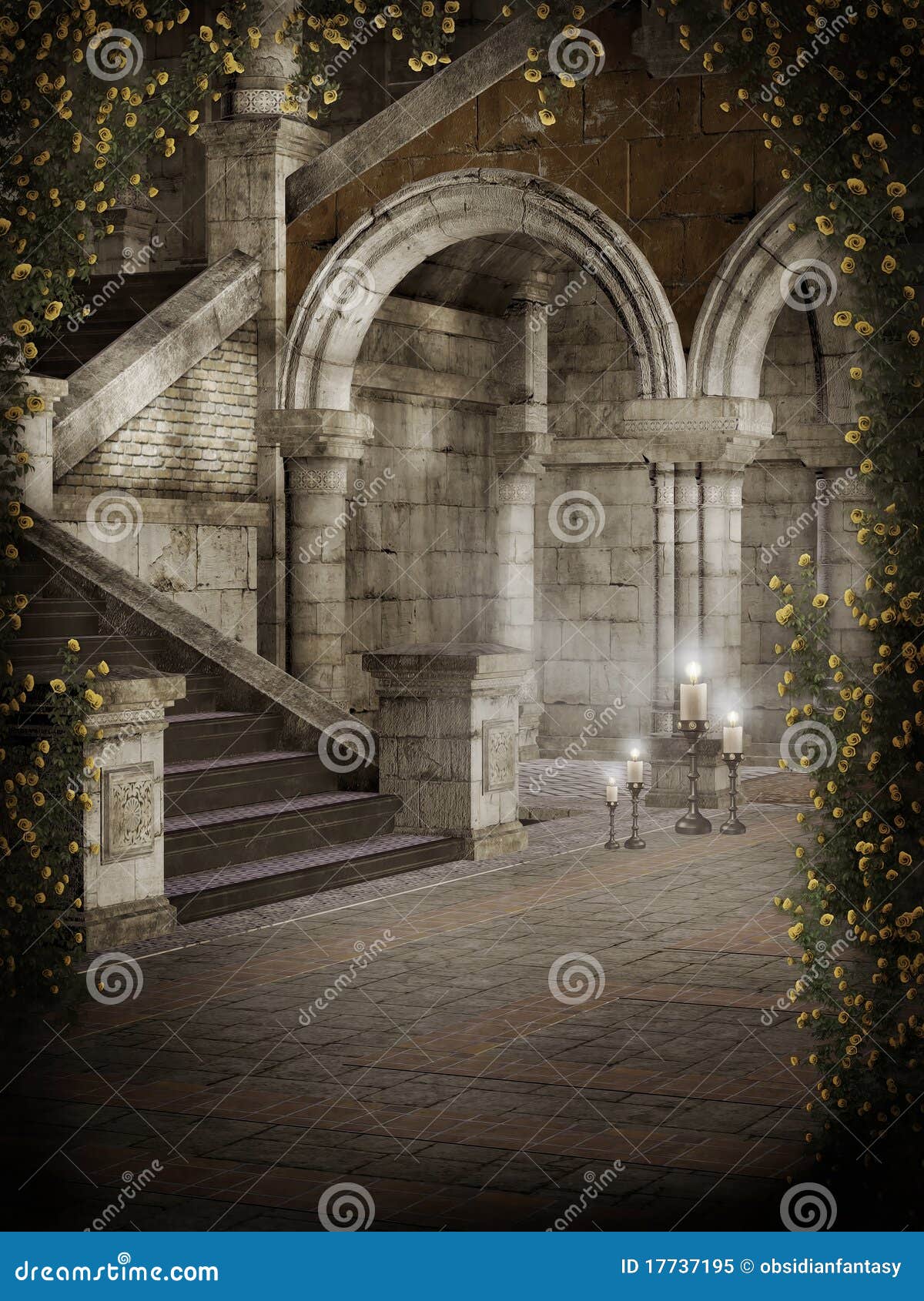 Patio del castillo stock de ilustración. Ilustración de oscuro - 17737195