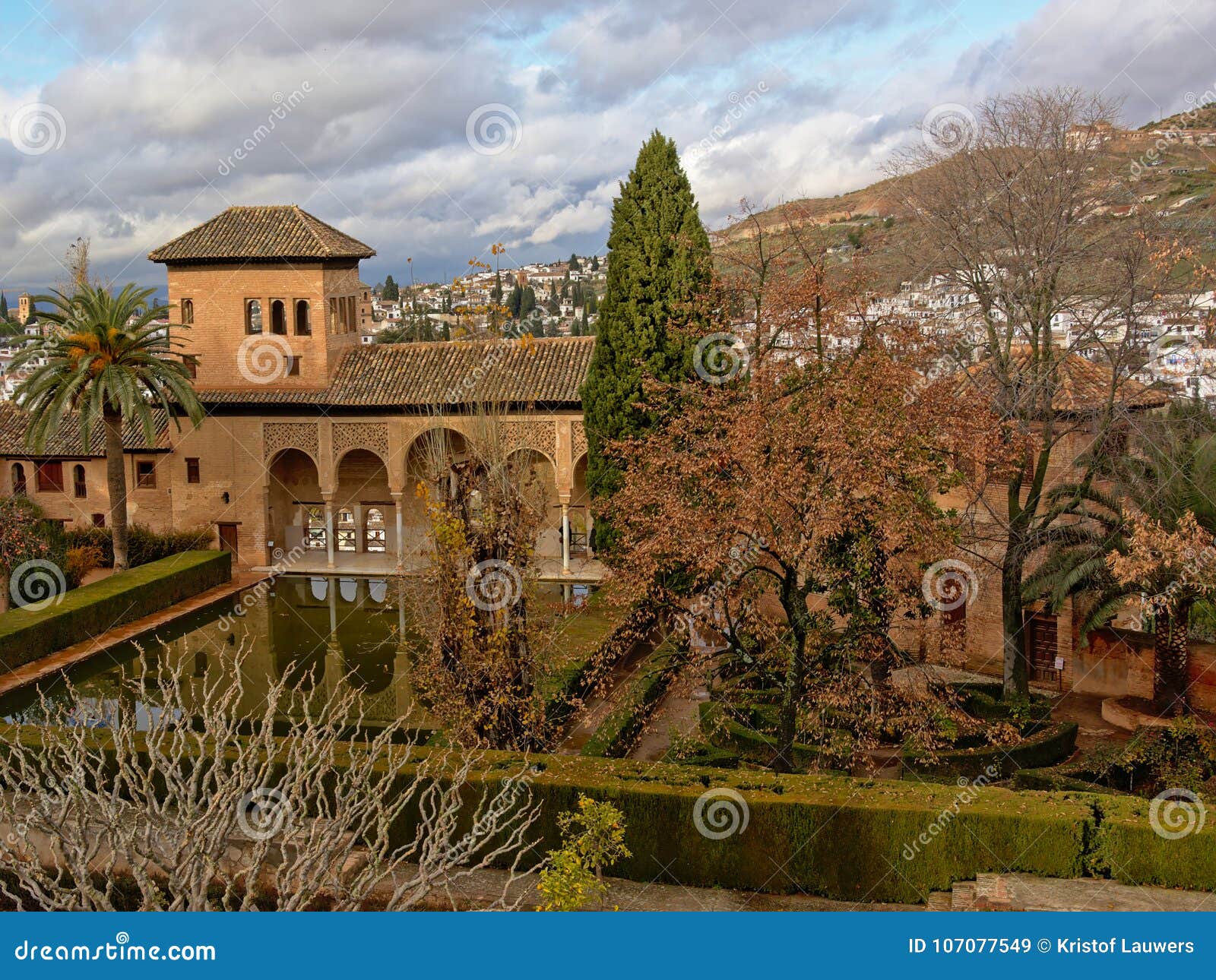 Patio En El Palacio De Nasrid En El Castillo De Alhambra, Granada ...
