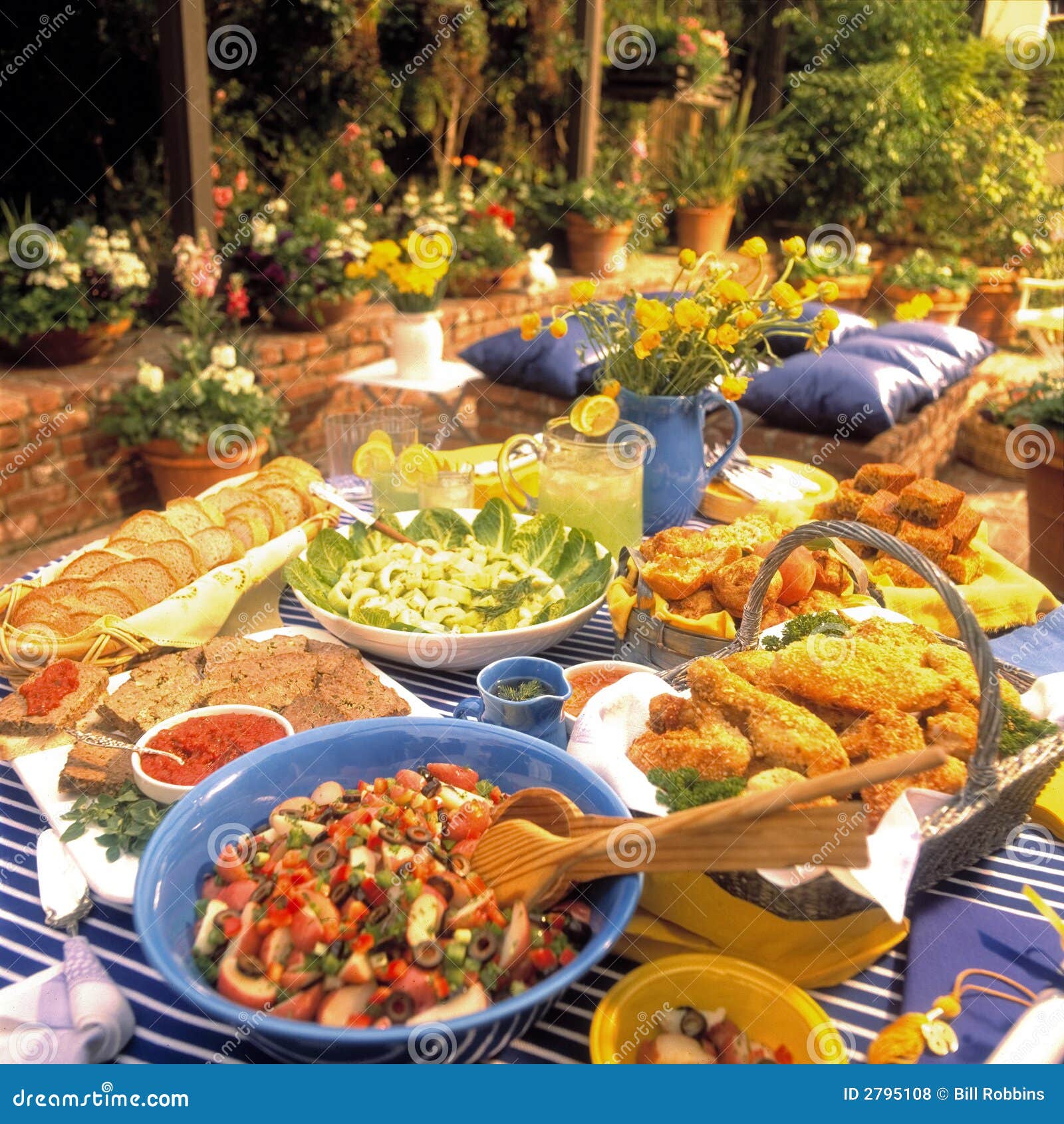 Patio Feast stock photo. Image of salad, flowers, food - 2795108