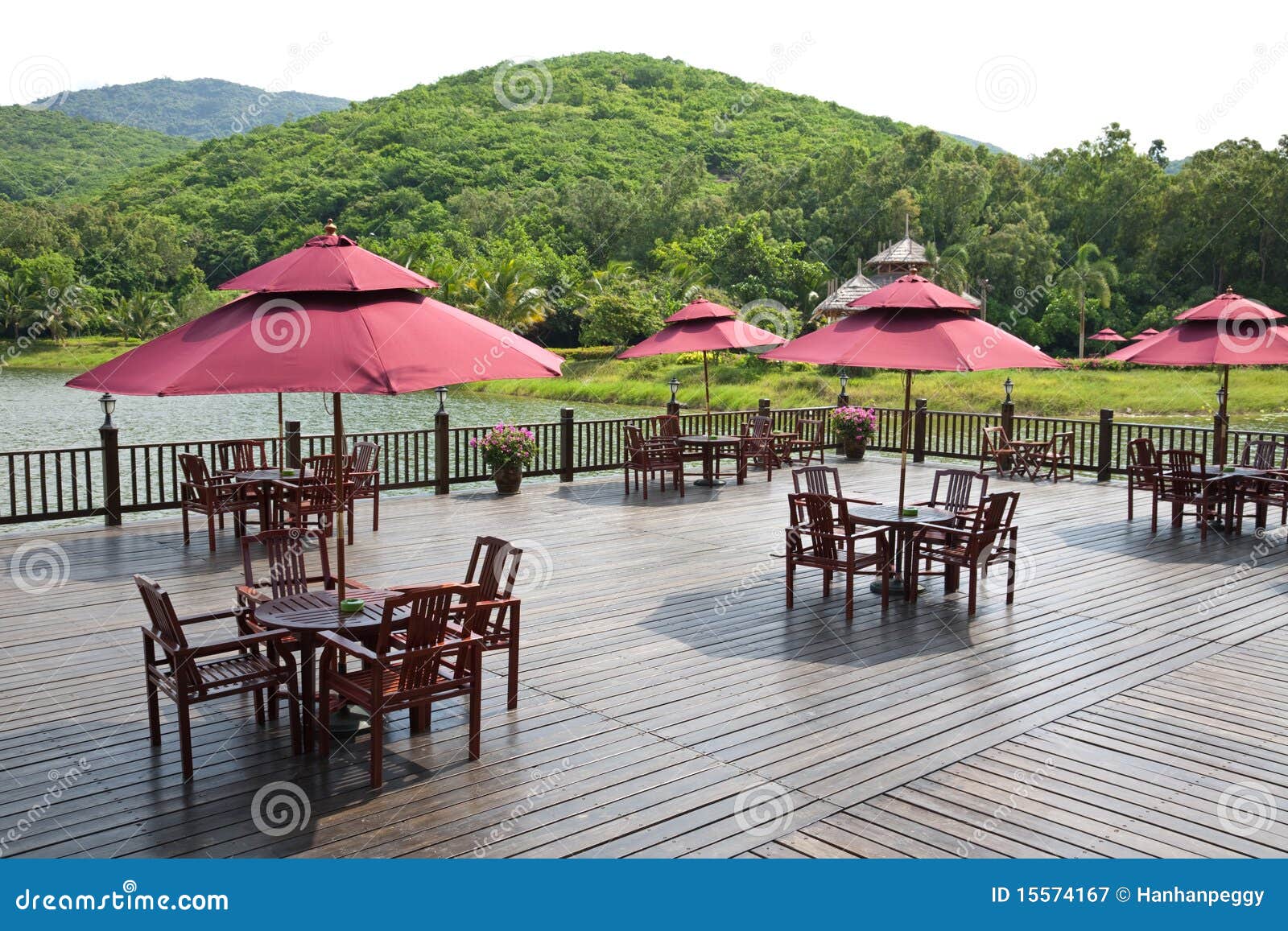 Patio by the lakeside stock image. Image of balustrade - 15574167