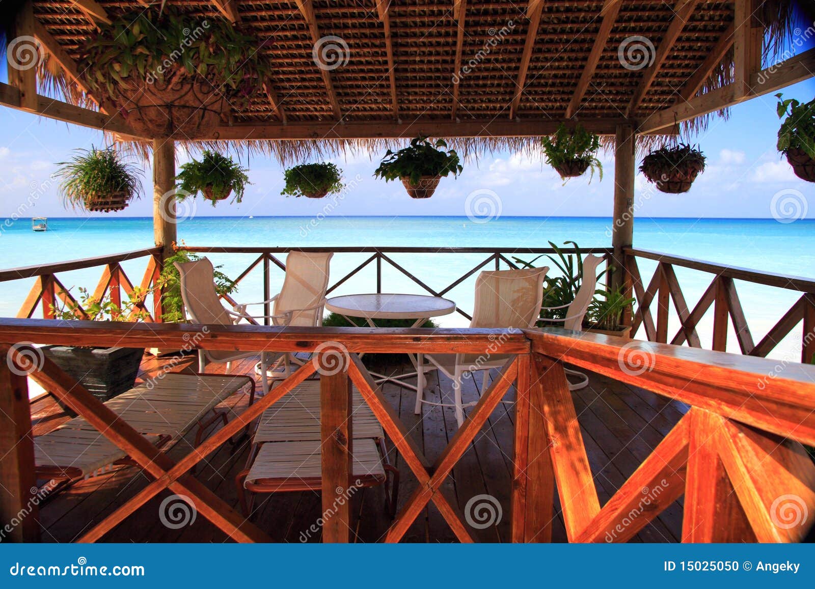 Patio Overlooking Carabbean Sea Stock Photo - Image of island ...