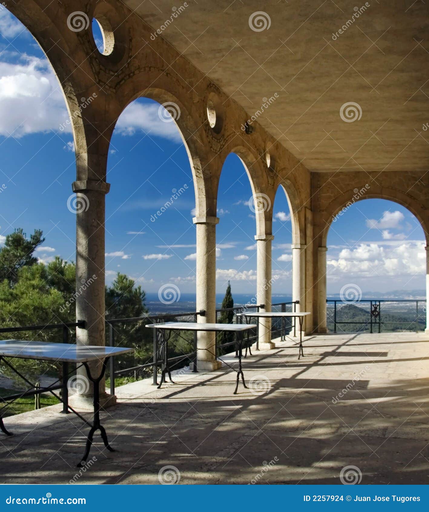 Patio overlooking Mallorca stock photo. Image of popular - 2257924