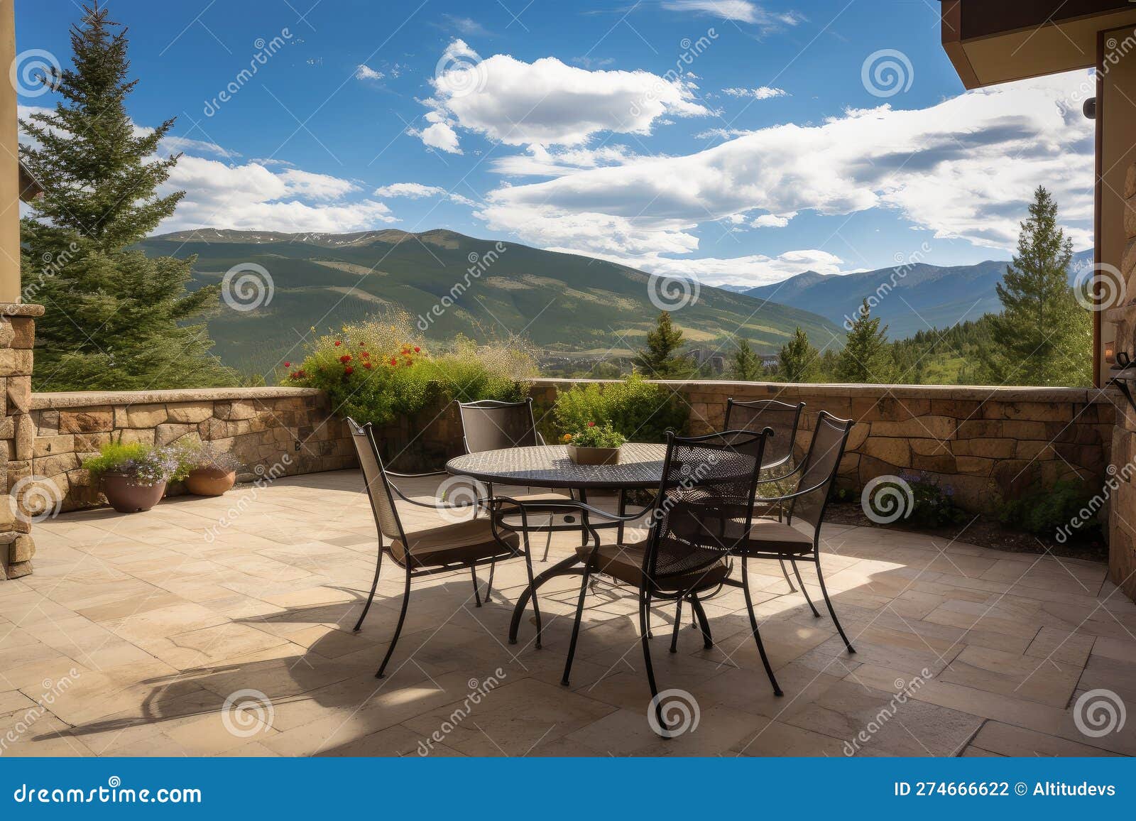 Patio with Seating and Dining Area, Overlooking Scenic Mountain View ...