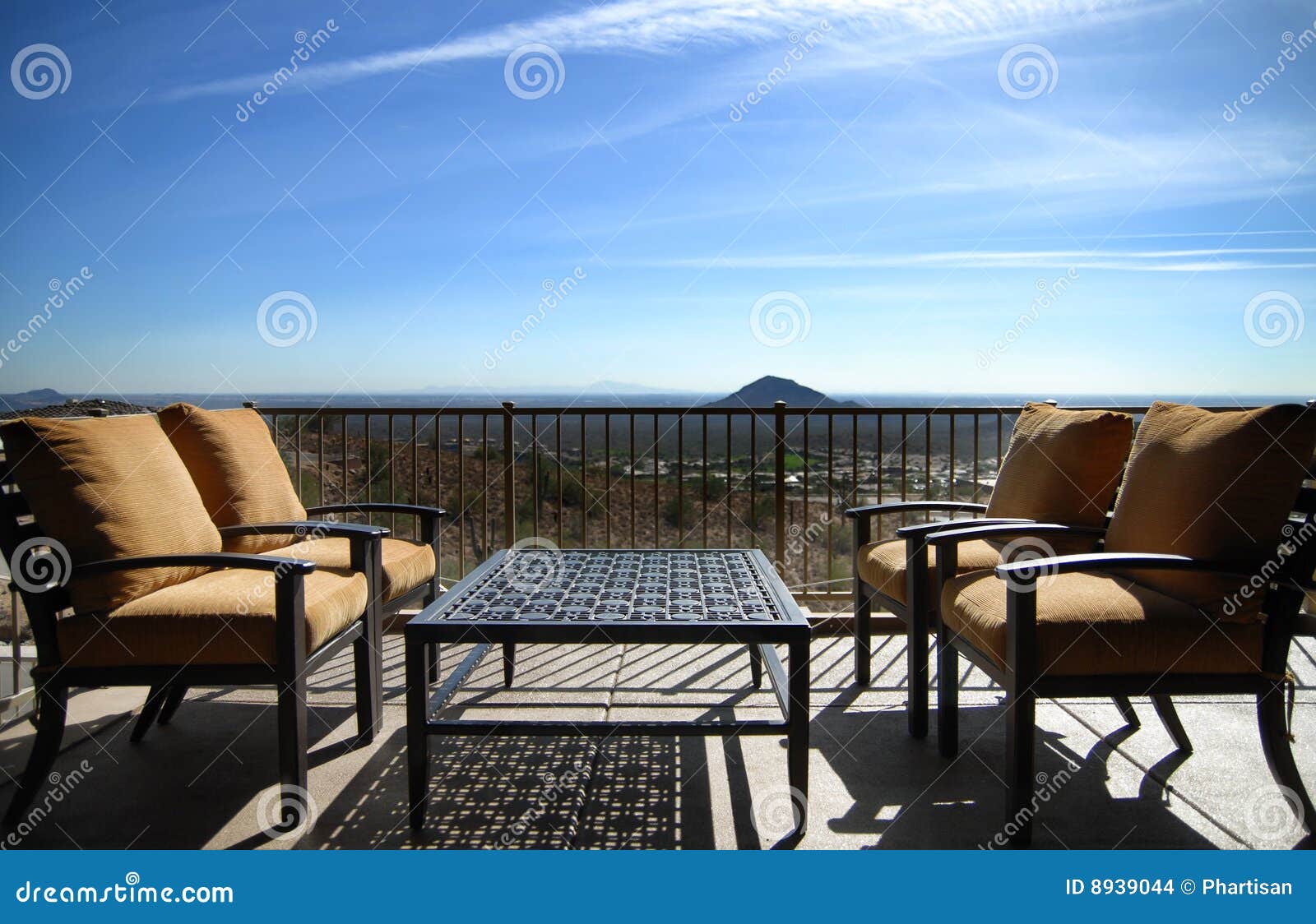 Patio with View of Arizona Desert Stock Photo - Image of upscale ...