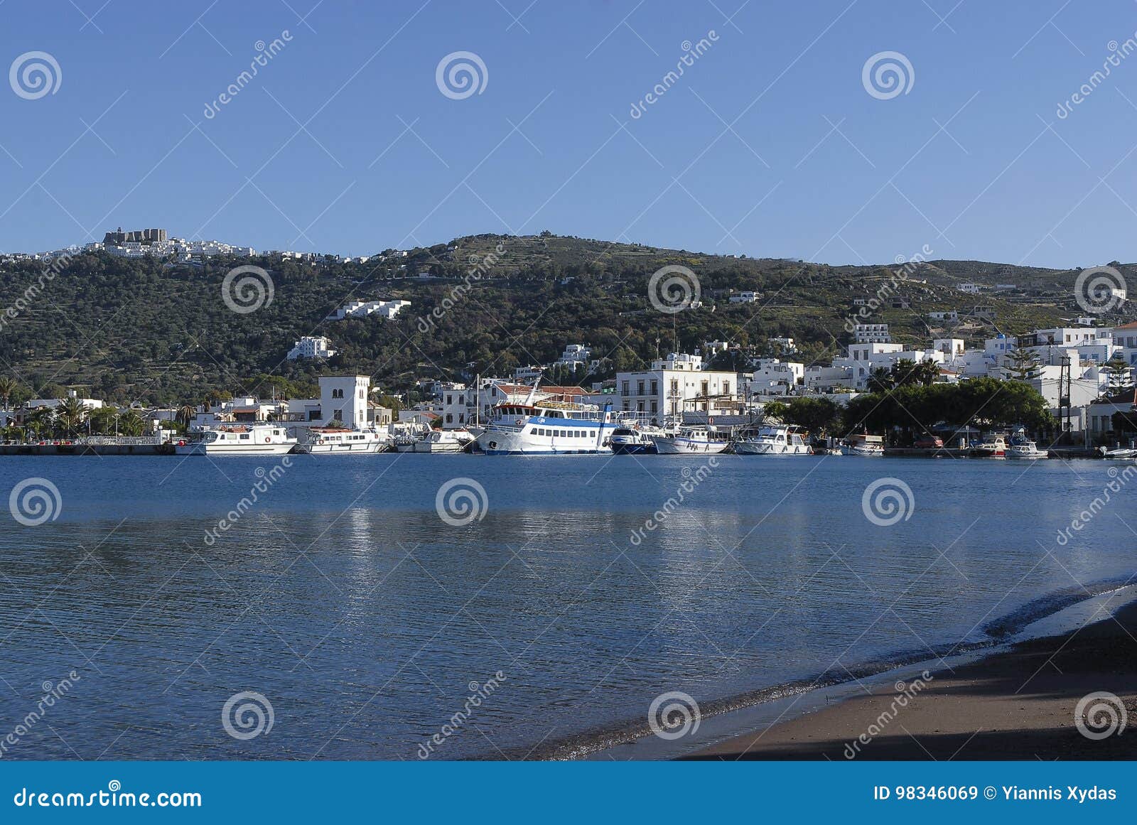 Patmos Island,Greece editorial stock image. Image of port - 98346069