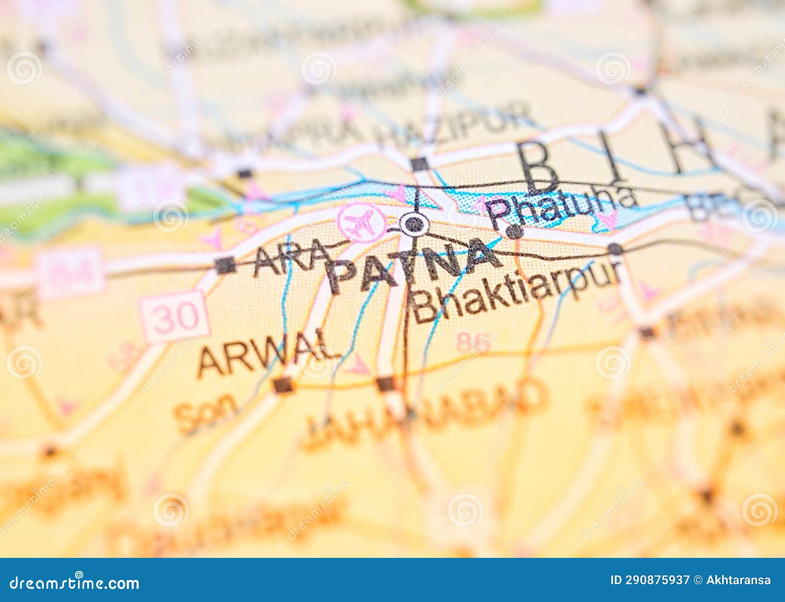 Patna on a Map of India with Blur Effect Stock Image - Image of ...