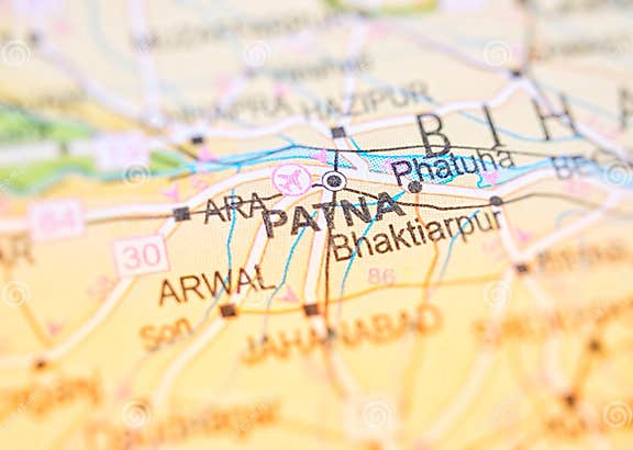 Patna on a Map of India with Blur Effect Stock Image - Image of ...