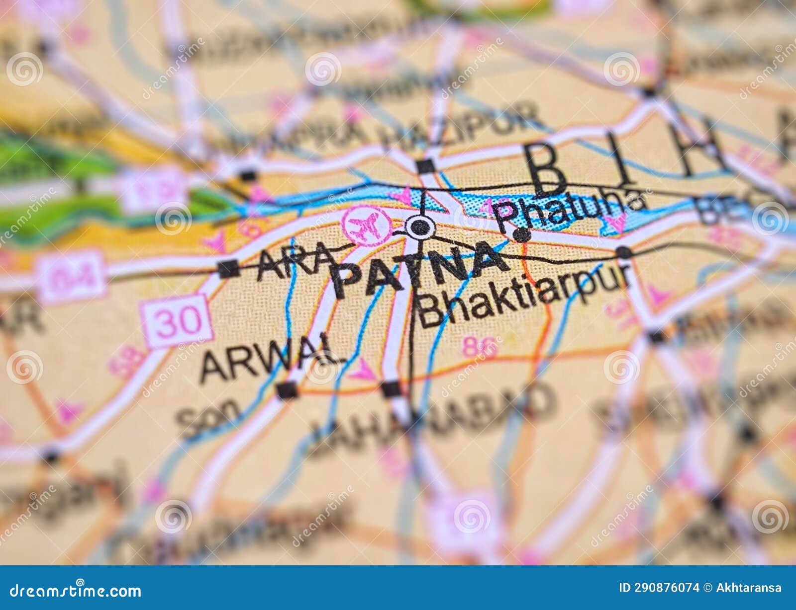 Patna on a Map of India with Blur Effect Stock Photo - Image of capital, pinned: 290876074