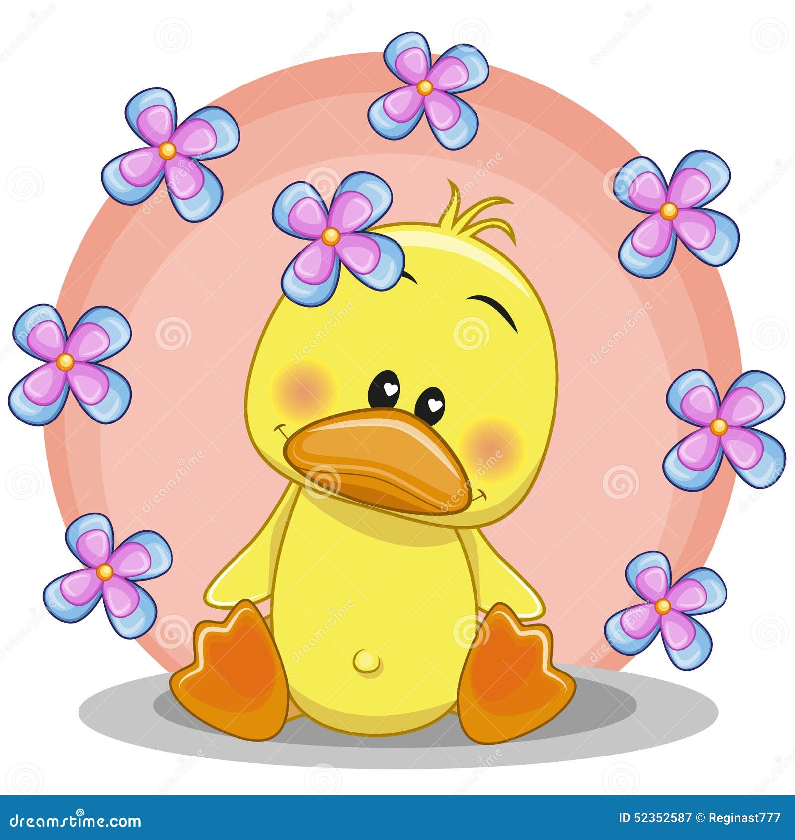 Pato com flores ilustração do vetor. Ilustração de animais - 52352587