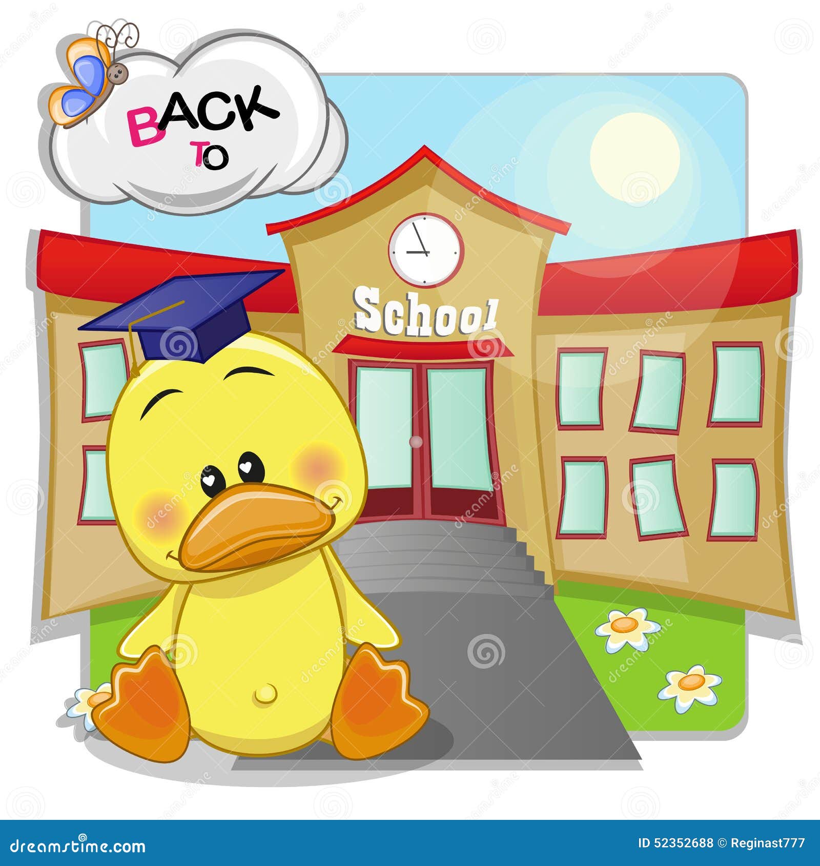 Pato y escuela ilustración del vector. Ilustración de pintura - 52352688