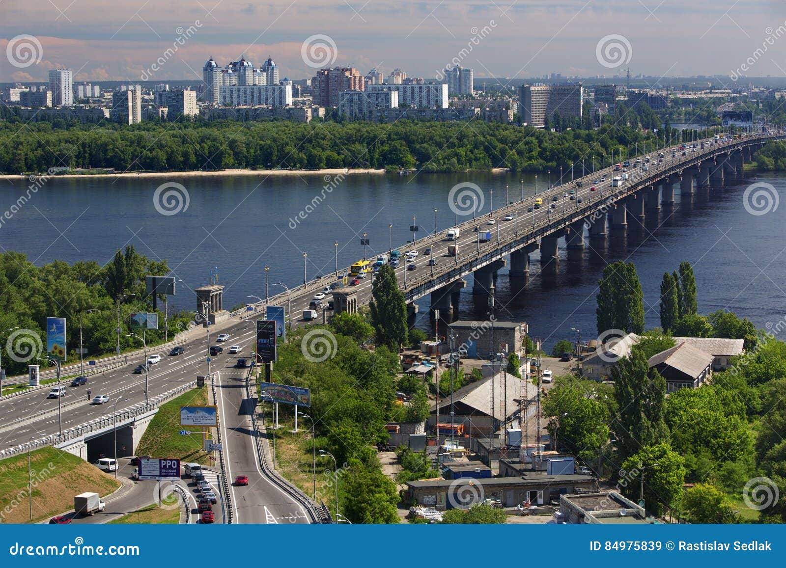 Patona Bridge Over Dnipro River in Kiev,Ukraine Editorial Stock Image ...