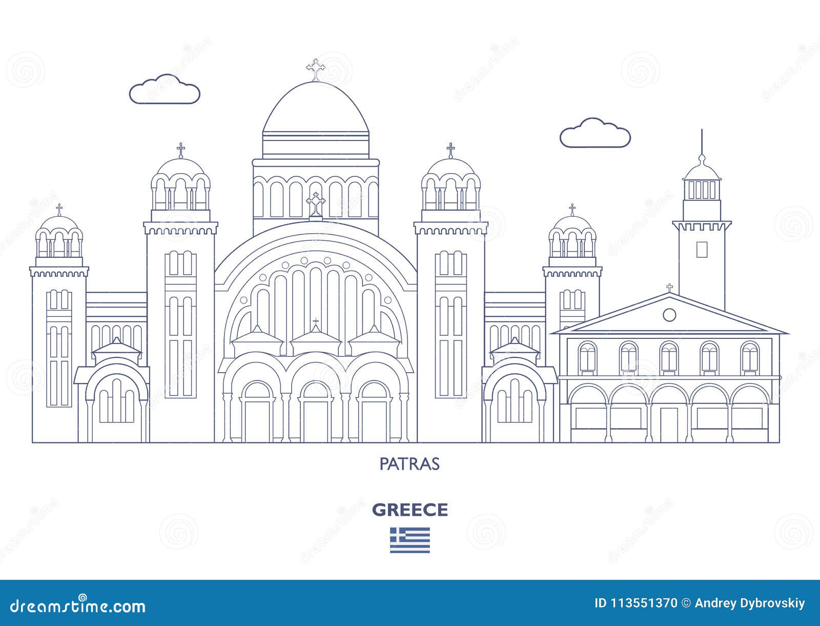 Patras City Skyline, Greece Stock Vector - Illustration of greece ...