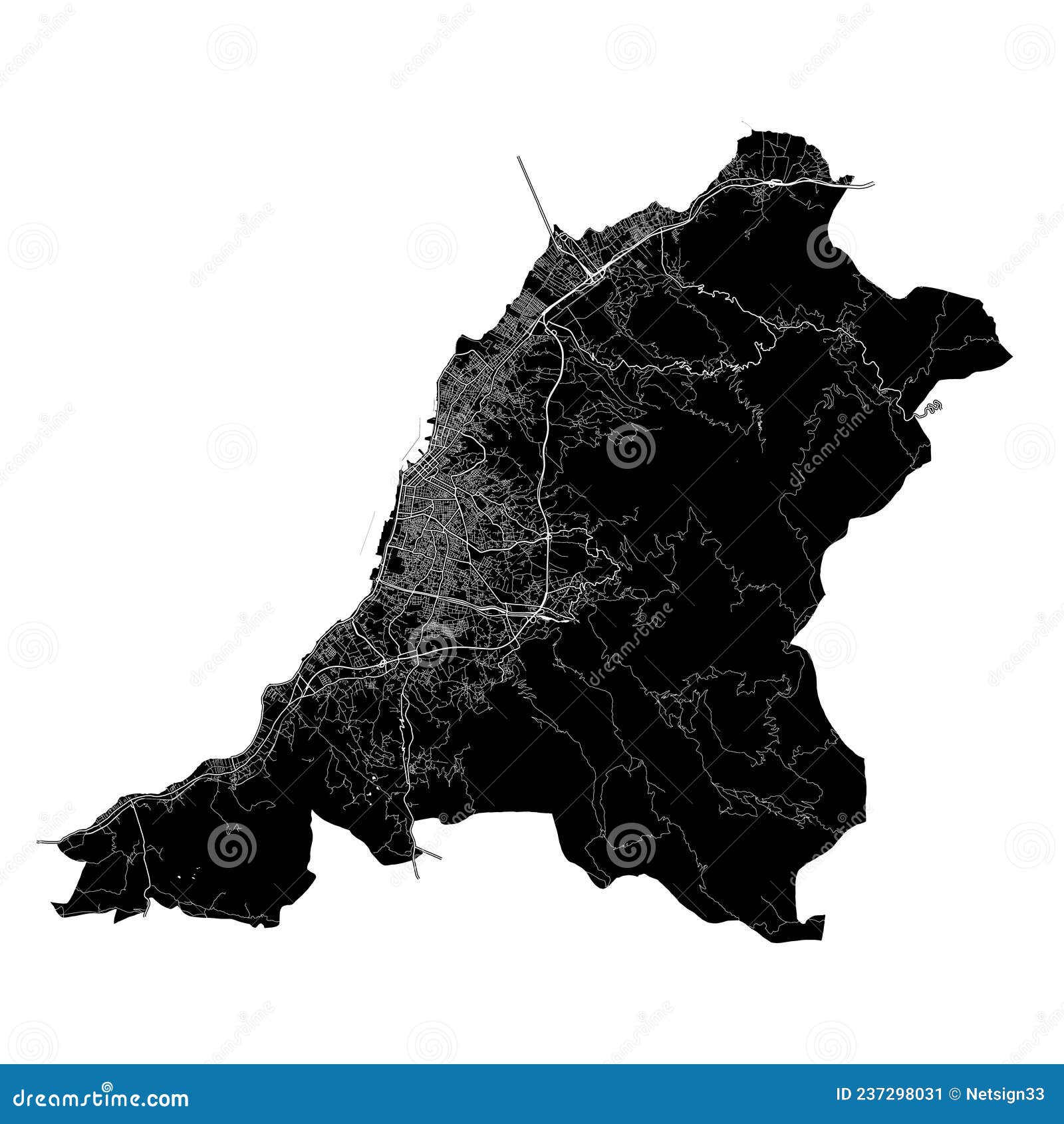 Patras, Greece, Black and White High Resolution Vector Map Stock Vector ...