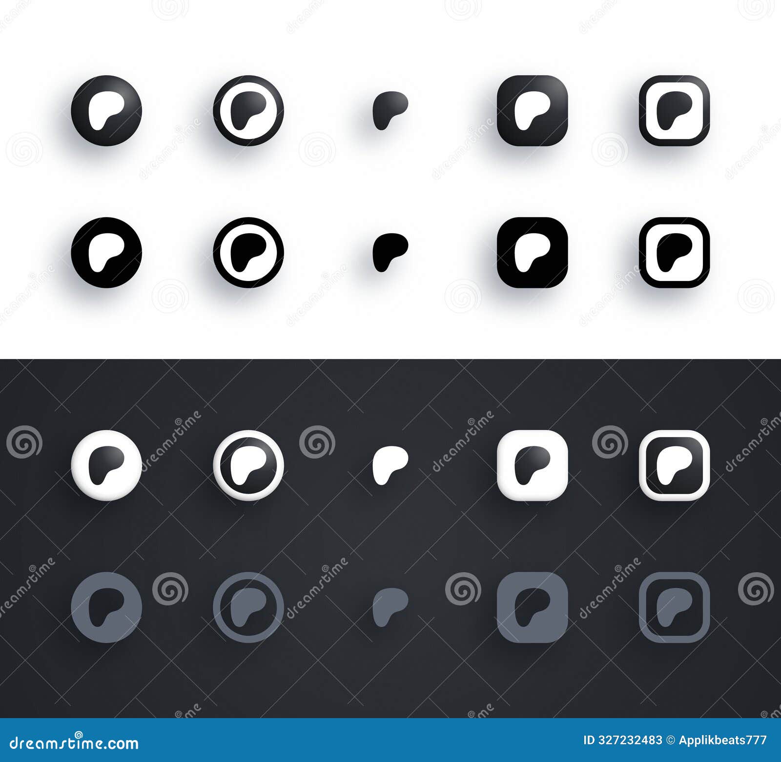 Patreon Black and White Modern 3D and Flat Icon Set Vector Isolate on ...