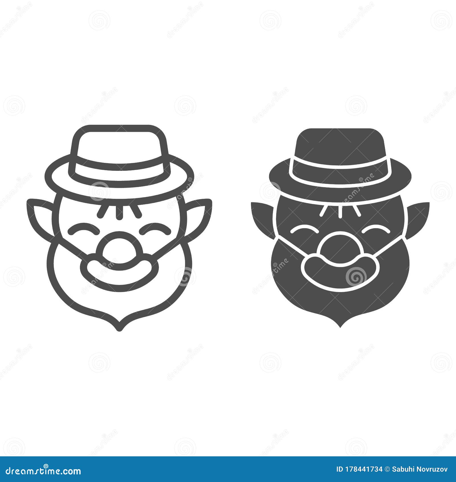 Patrick with Beard Line and Solid Icon. Leprechaun Avatar Outline Style ...