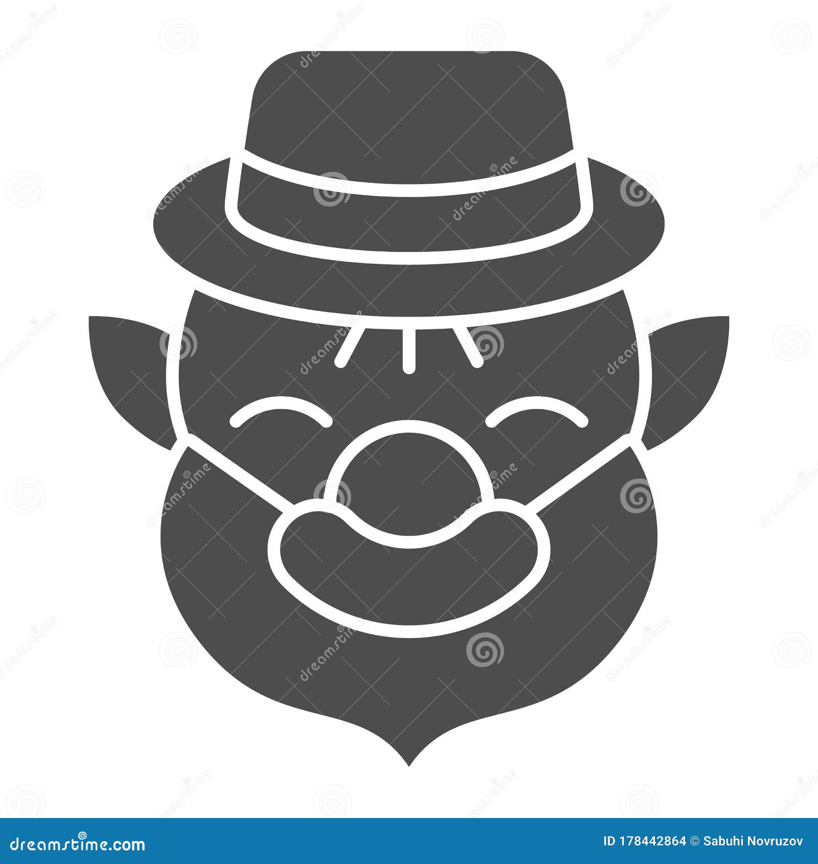 Patrick with Beard Solid Icon. Leprechaun Avatar Glyph Style Pictogram ...