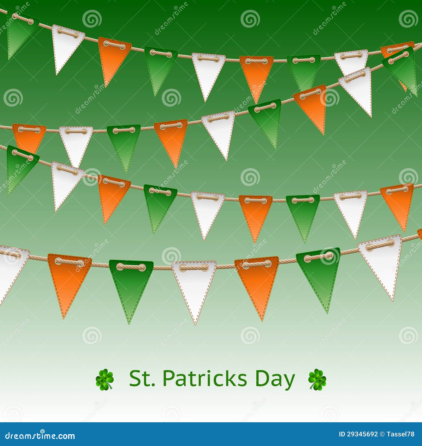 Patrick Day Card with Flag Garland Stock Vector - Illustration of green ...