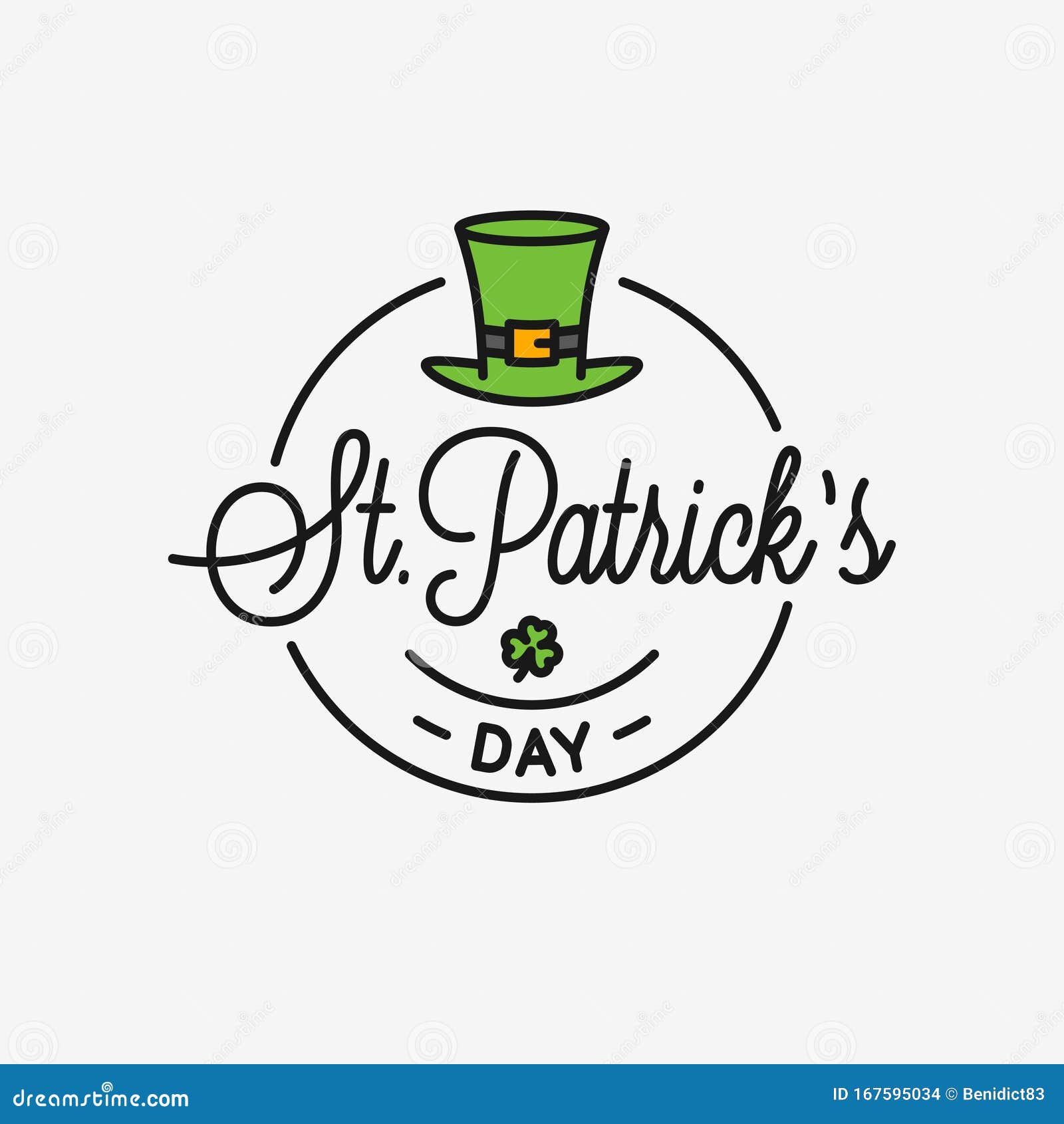 Patrick Day Logo. Round Linear Logo of Patrick Hat Stock Vector ...