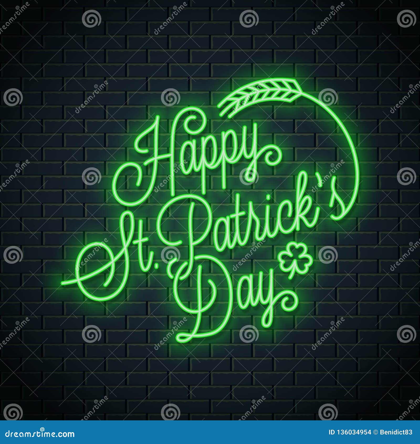 Patrick Day Neon Lettering. Happy Patricks Day Stock Vector ...
