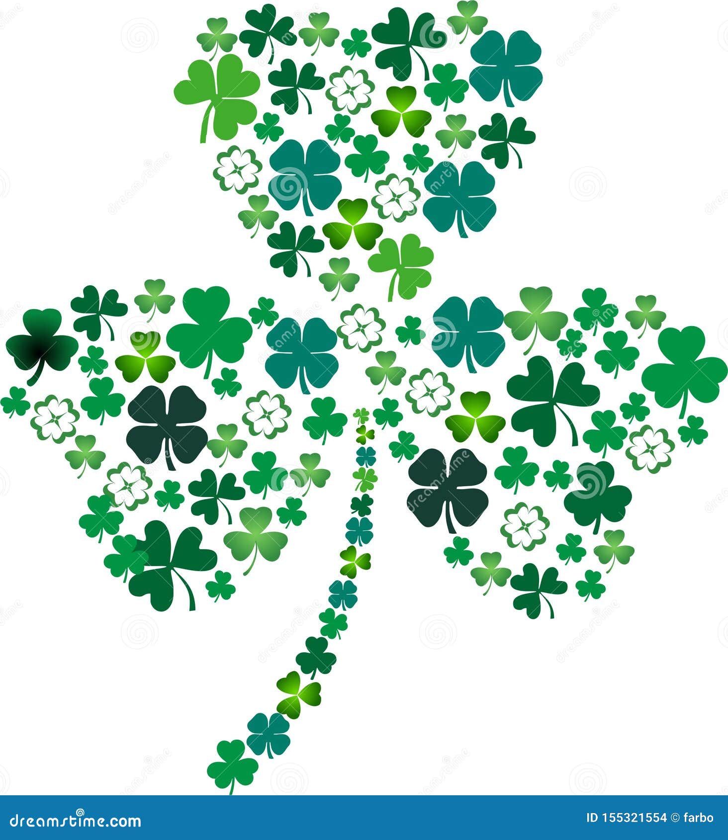 Patrick Day Shamrock Three Petals Stock Illustration - Illustration of ...