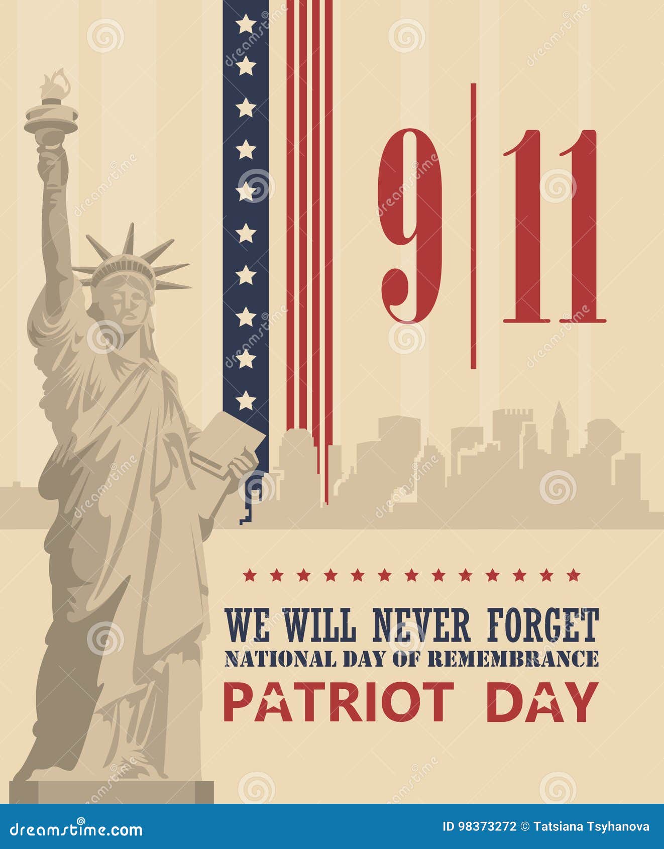 Patriot Day Vector Poster. September 11 Stock Vector - Illustration of ...