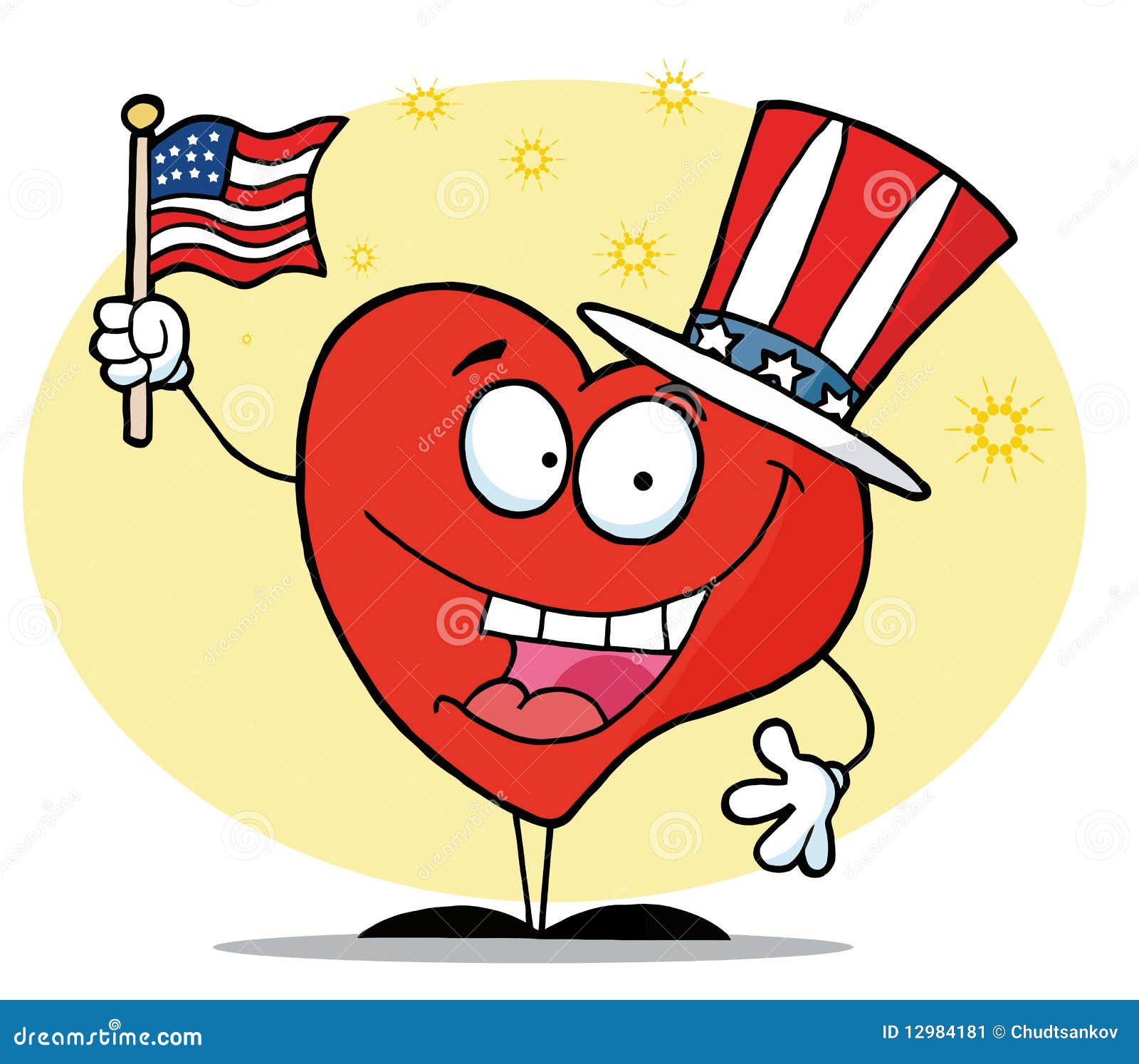 Patriotic American Heart Waving a Flag Stock Vector - Illustration of ...