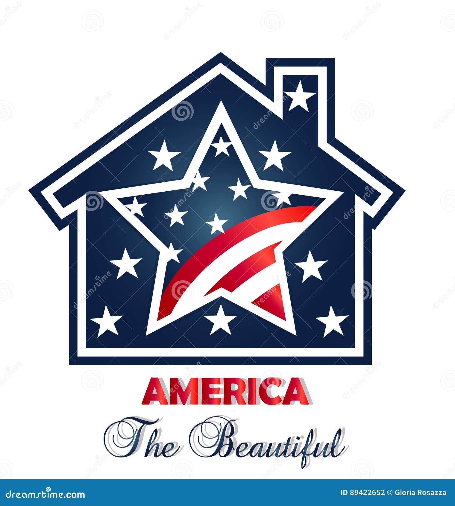 Patriotic American House Logo Stock Vector - Illustration of beautiful ...