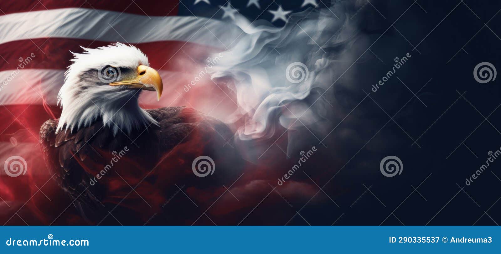 Patriotic Banner with Bald Eagle in Front of the American Flag Stock Illustration - Illustration ...