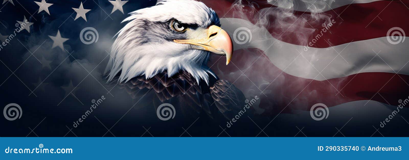 Patriotic Banner with Bald Eagle in Front of the American Flag Stock Illustration - Illustration ...