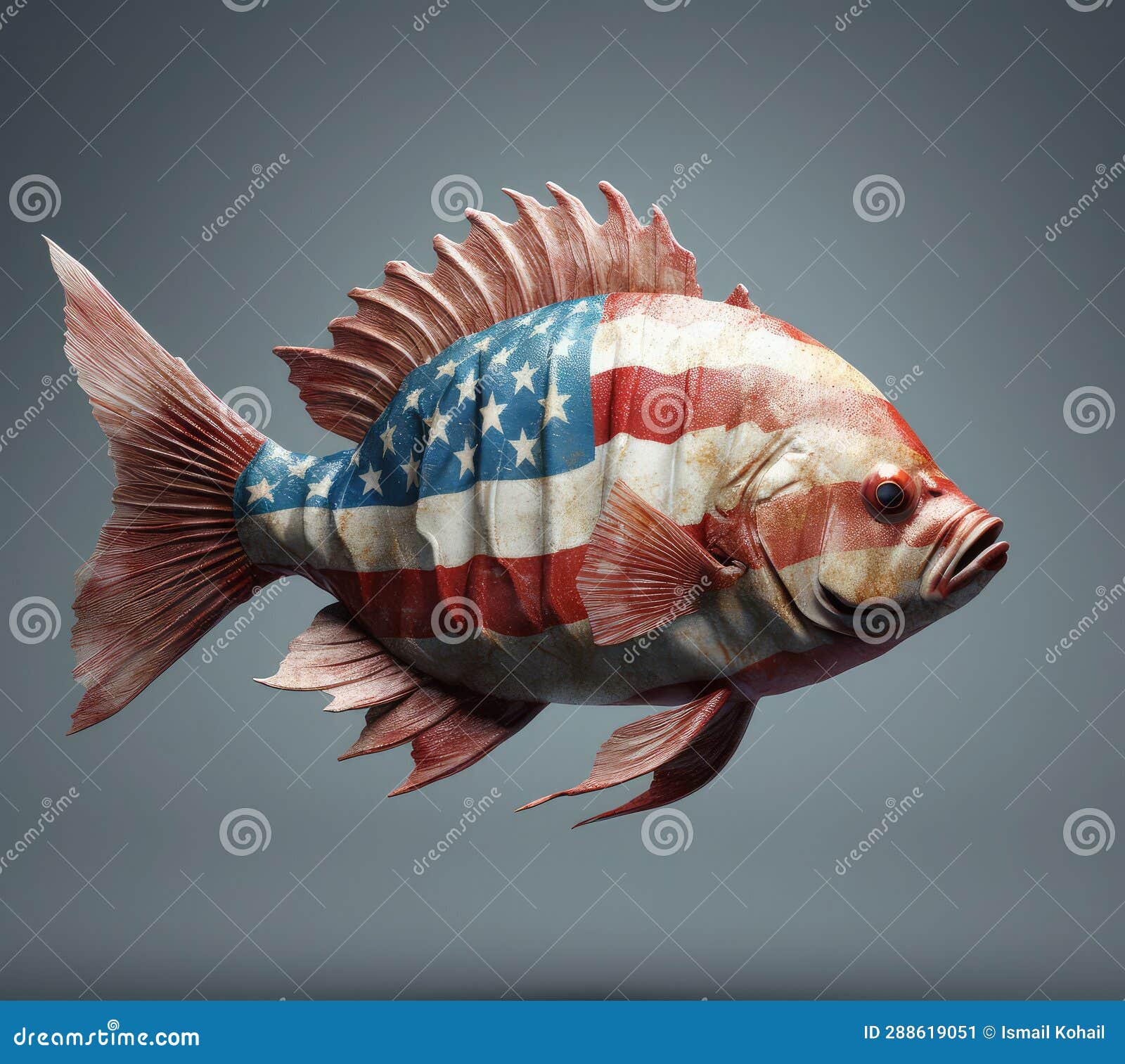 A Patriotic Fish with American Flag on it, Created by Generative AI ...