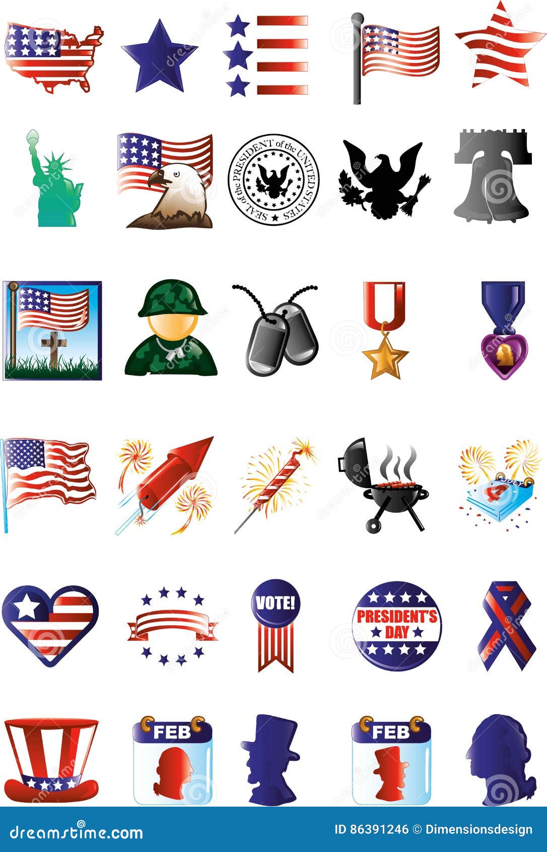 Patriotic Icons stock vector. Illustration of independence - 86391246