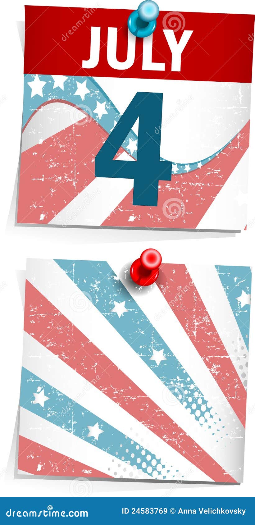 Patriotic notes on white stock vector. Illustration of thumbtack - 24583769