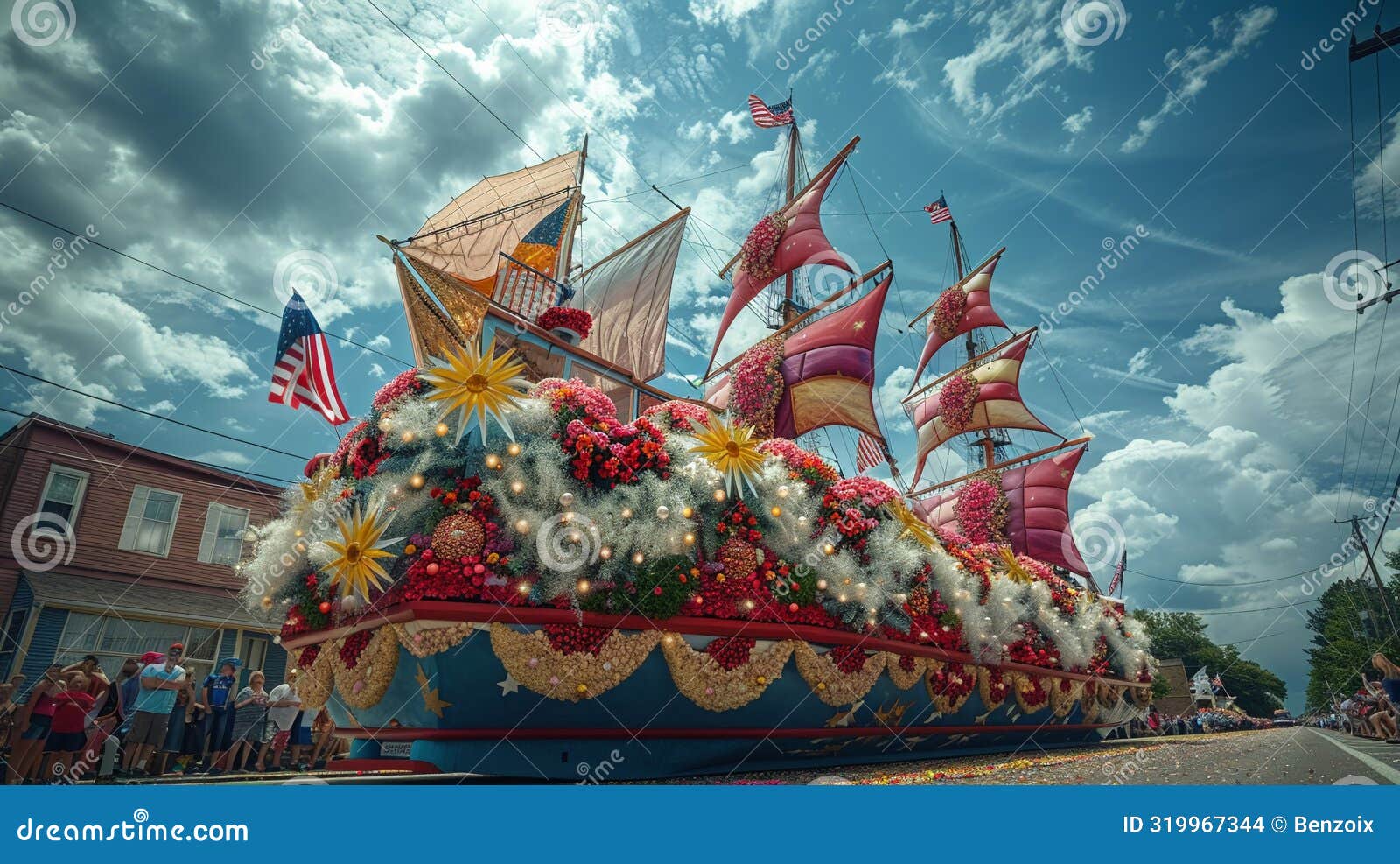 A Patriotic Parade Float Wide Shot Stock Photo - Image of unity ...