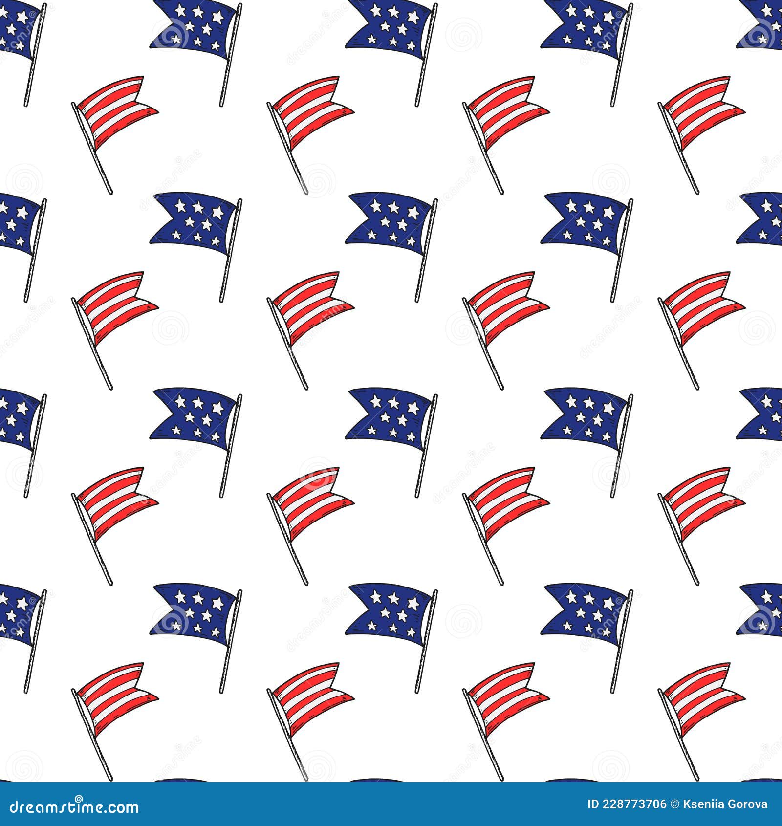 Patriotic Seamless Pattern with USA Flags. Vector Illustration Stock ...
