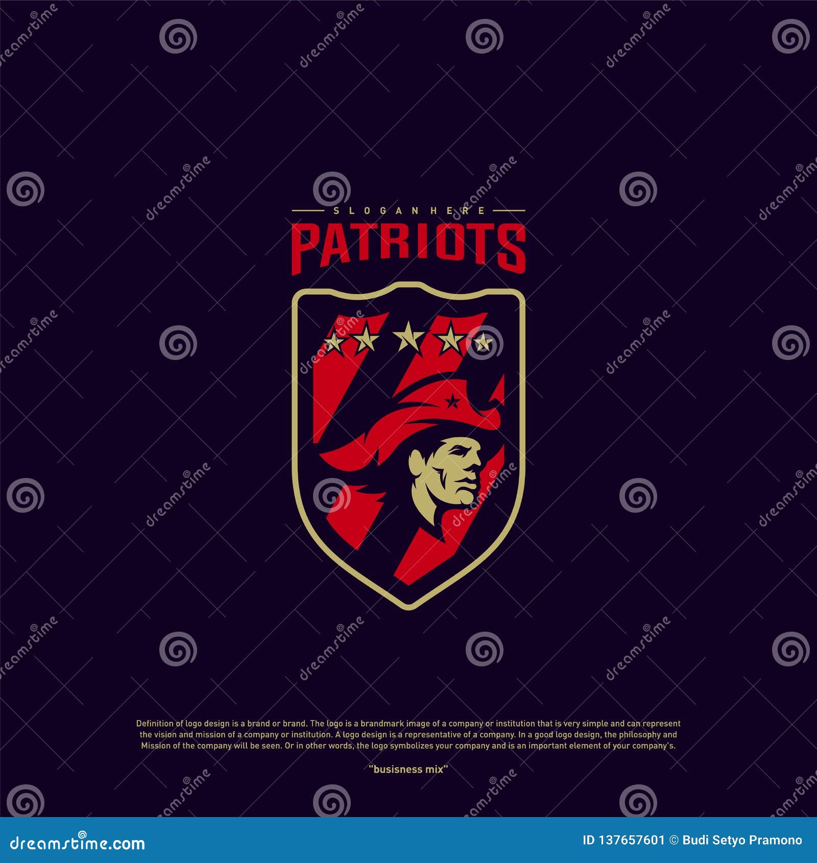 Patriots Logo Design Vector. Head Patriots Logo Design Template Stock ...