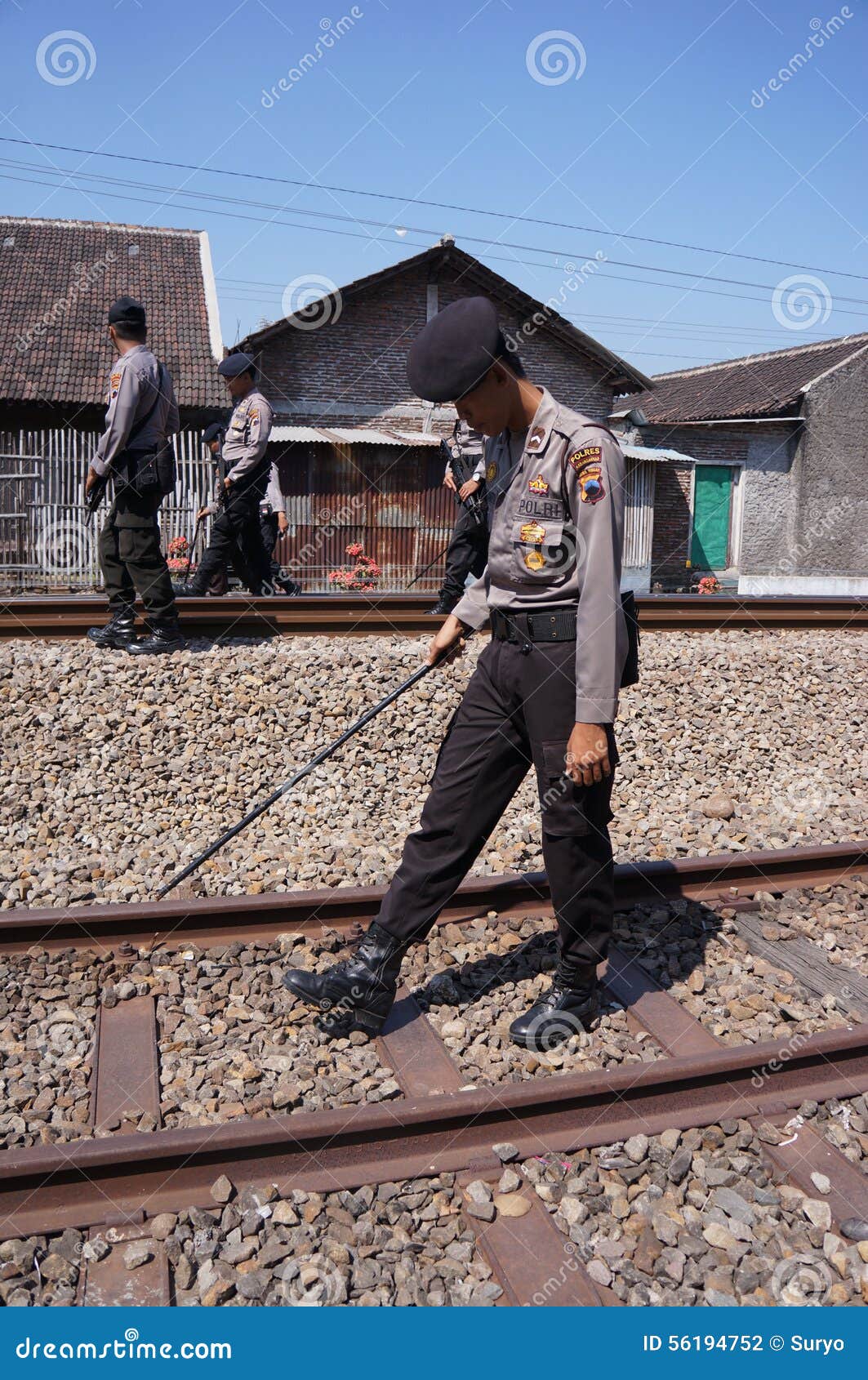 Patrolled the railroad editorial photography. Image of indonesia - 56194752