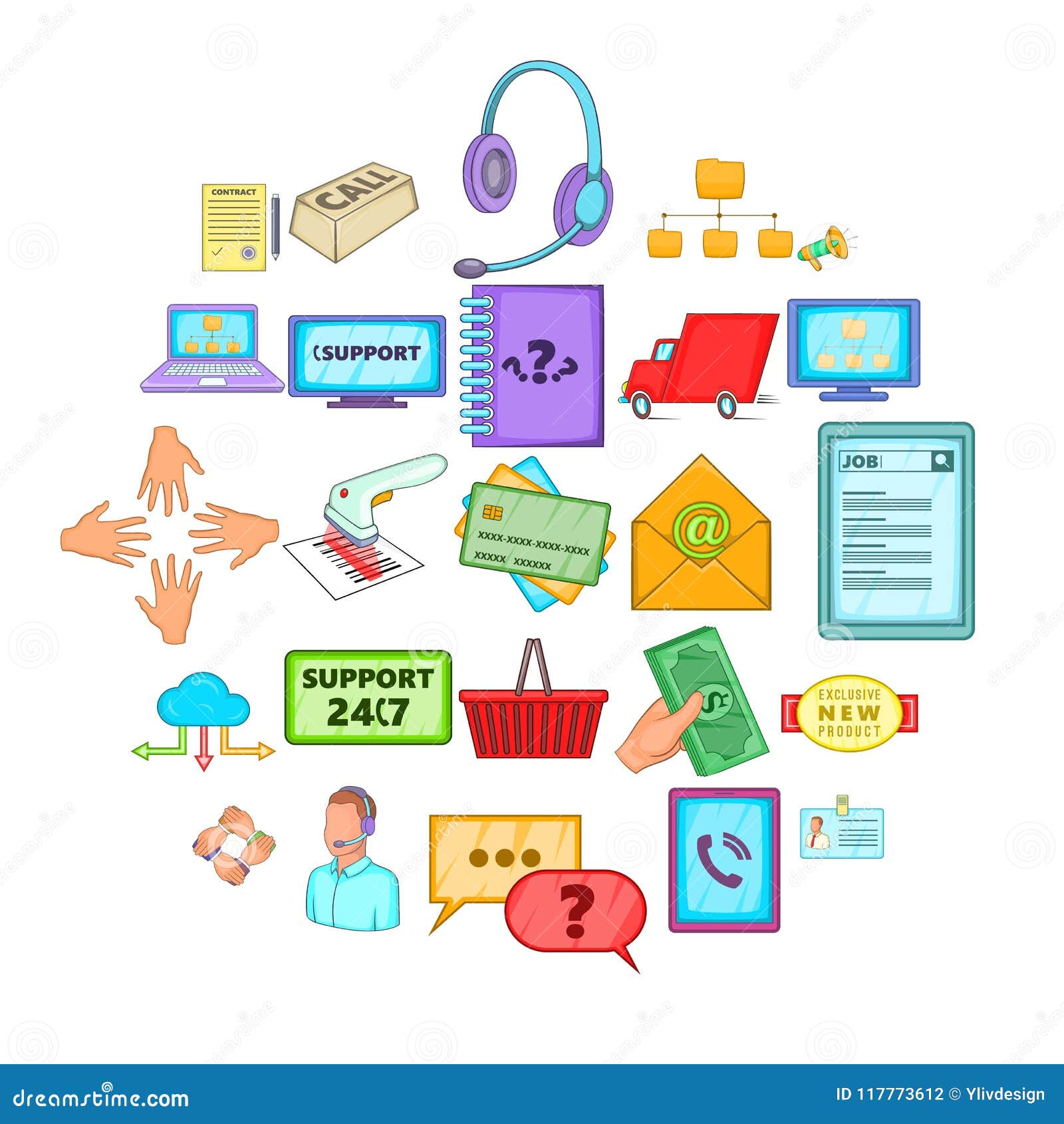 Patron Icons Set, Cartoon Style Stock Vector - Illustration of ...