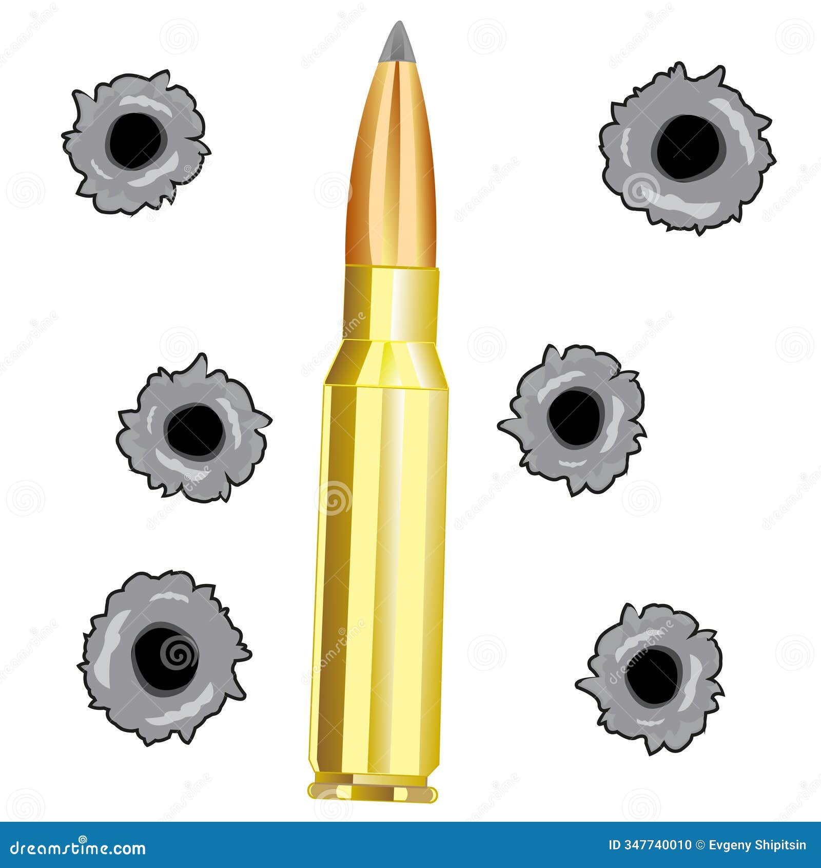 Patron from Weapon and Bullet Holes on White Background Stock Vector ...