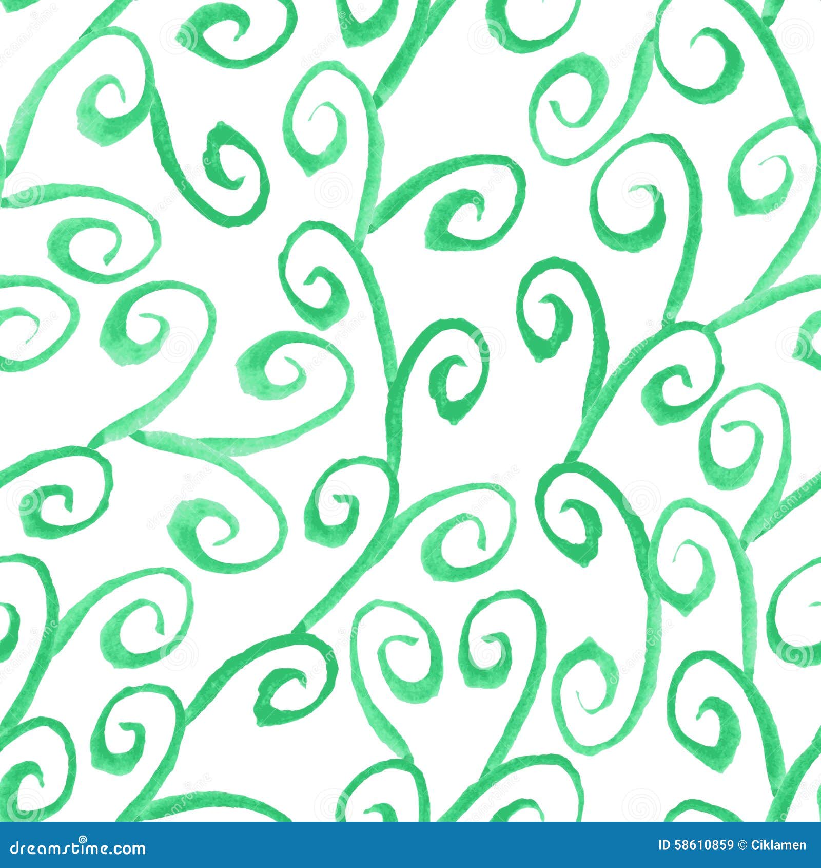 Patroon Met De Elementen Van De Waterverfkrul Vector Illustratie ...