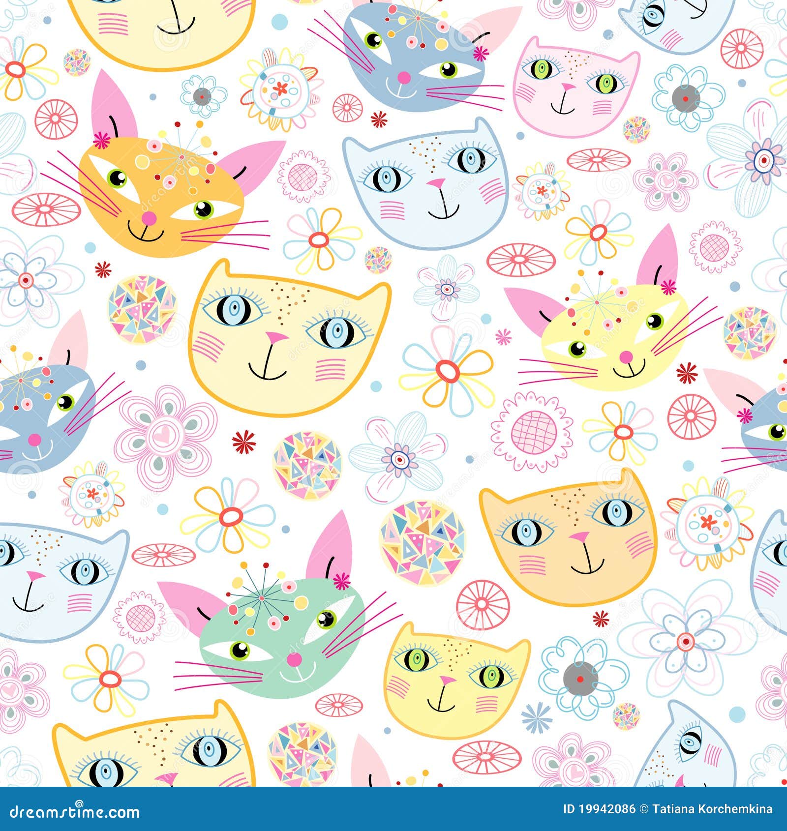 Patroon Van Portretten Van Katten Vector Illustratie - Illustration of ...