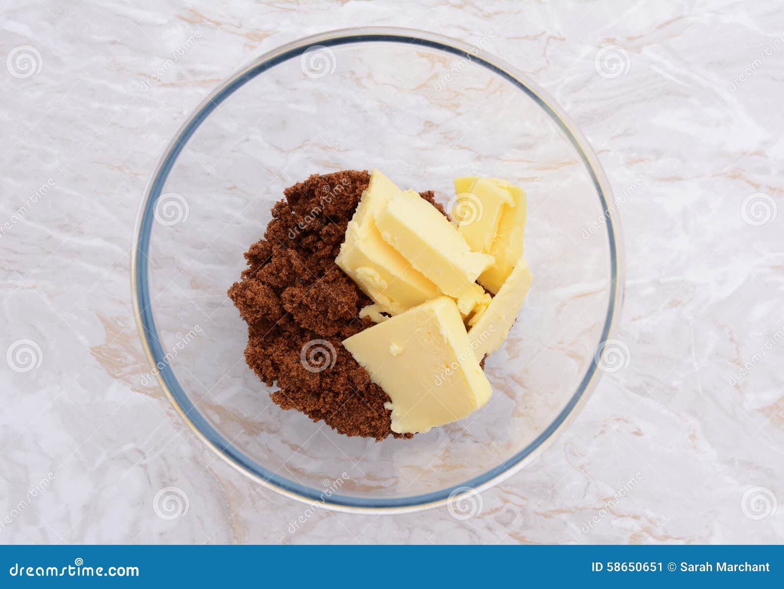 Pats of Butter with Dark Soft Sugar in a Bowl Stock Image - Image of ...