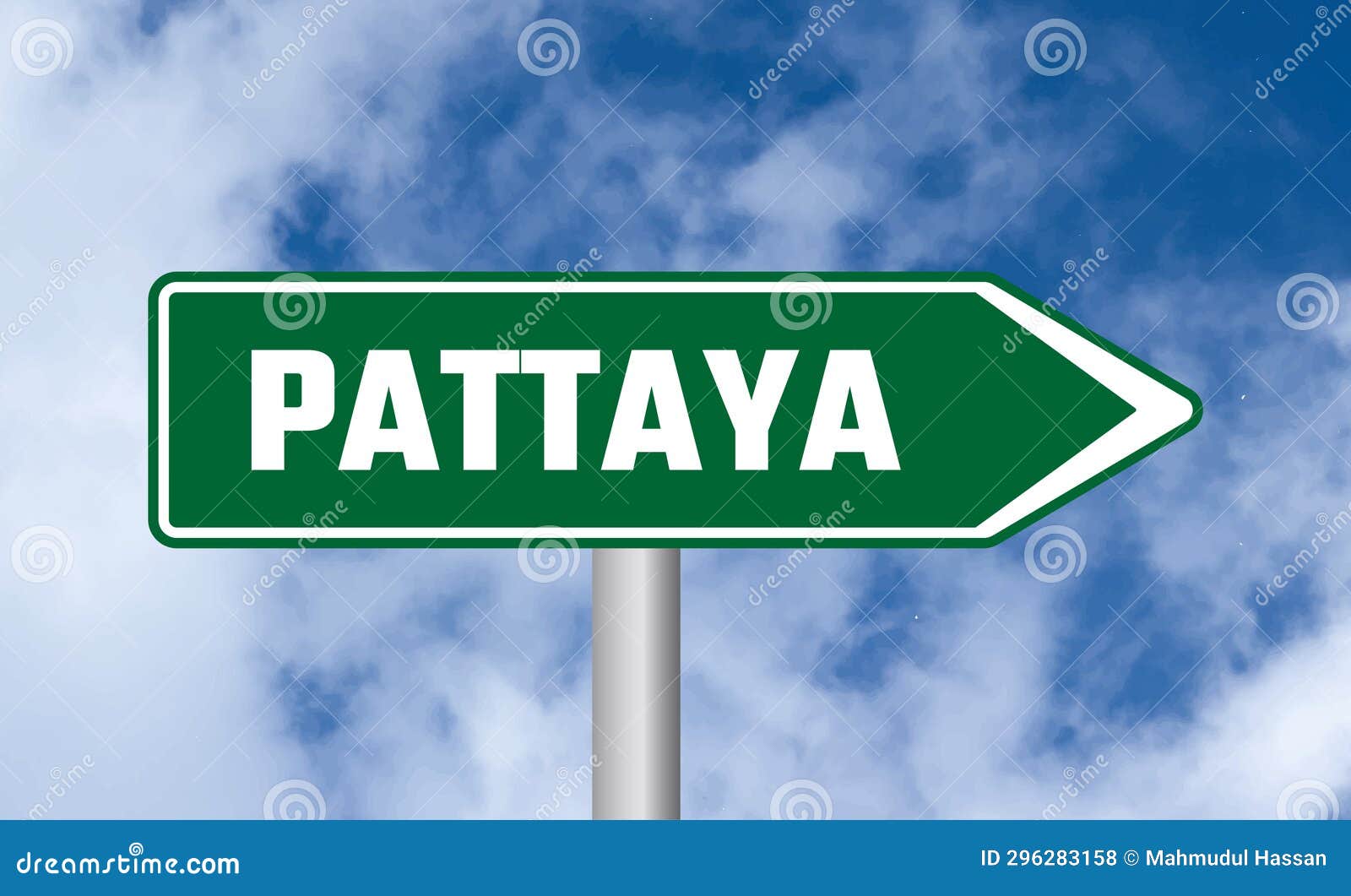 Pattaya Road Sign on Cloudy Sky Background Stock Photo - Image of ...