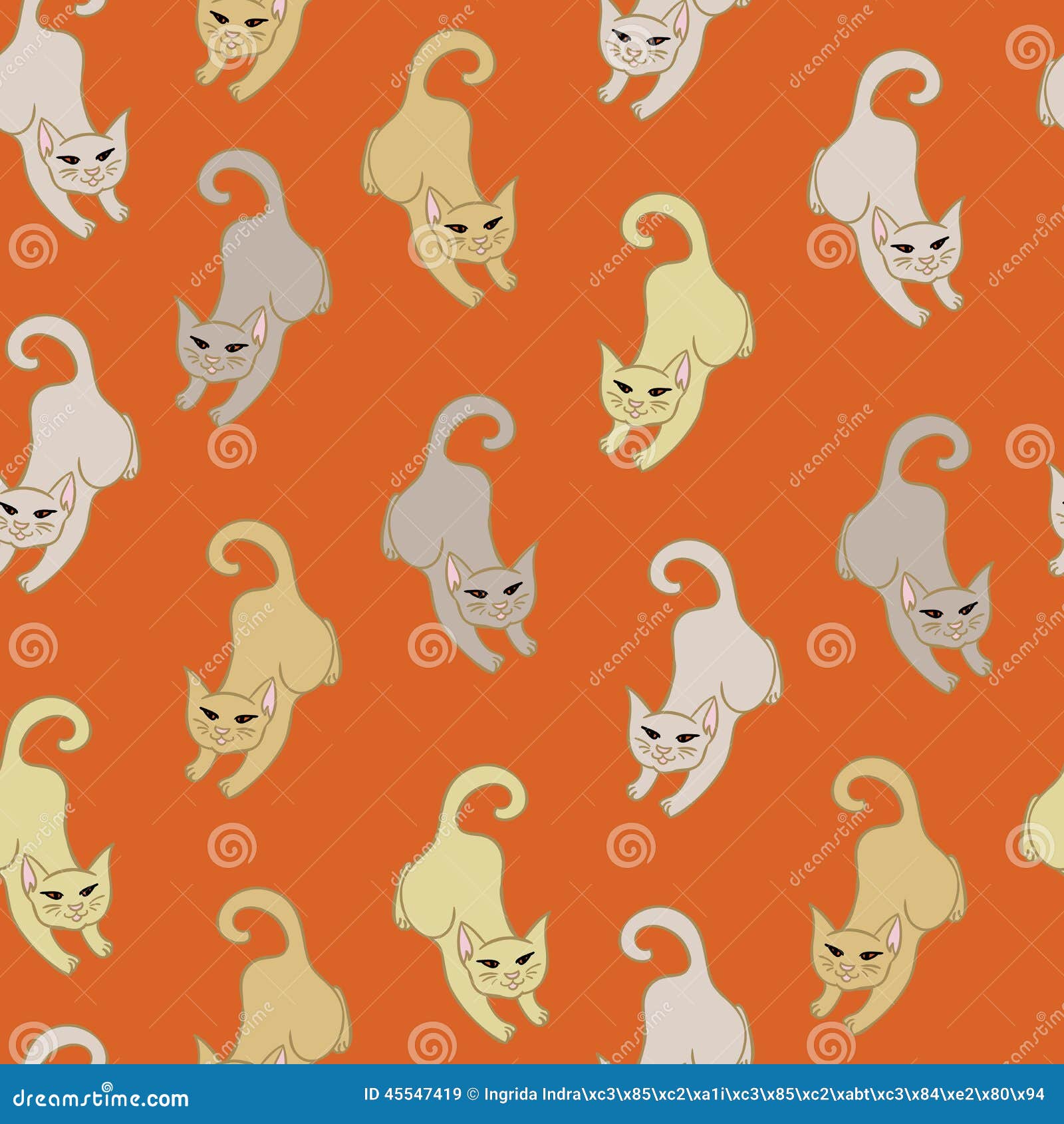 Patten with jumping cats. stock vector. Illustration of stylish - 45547419