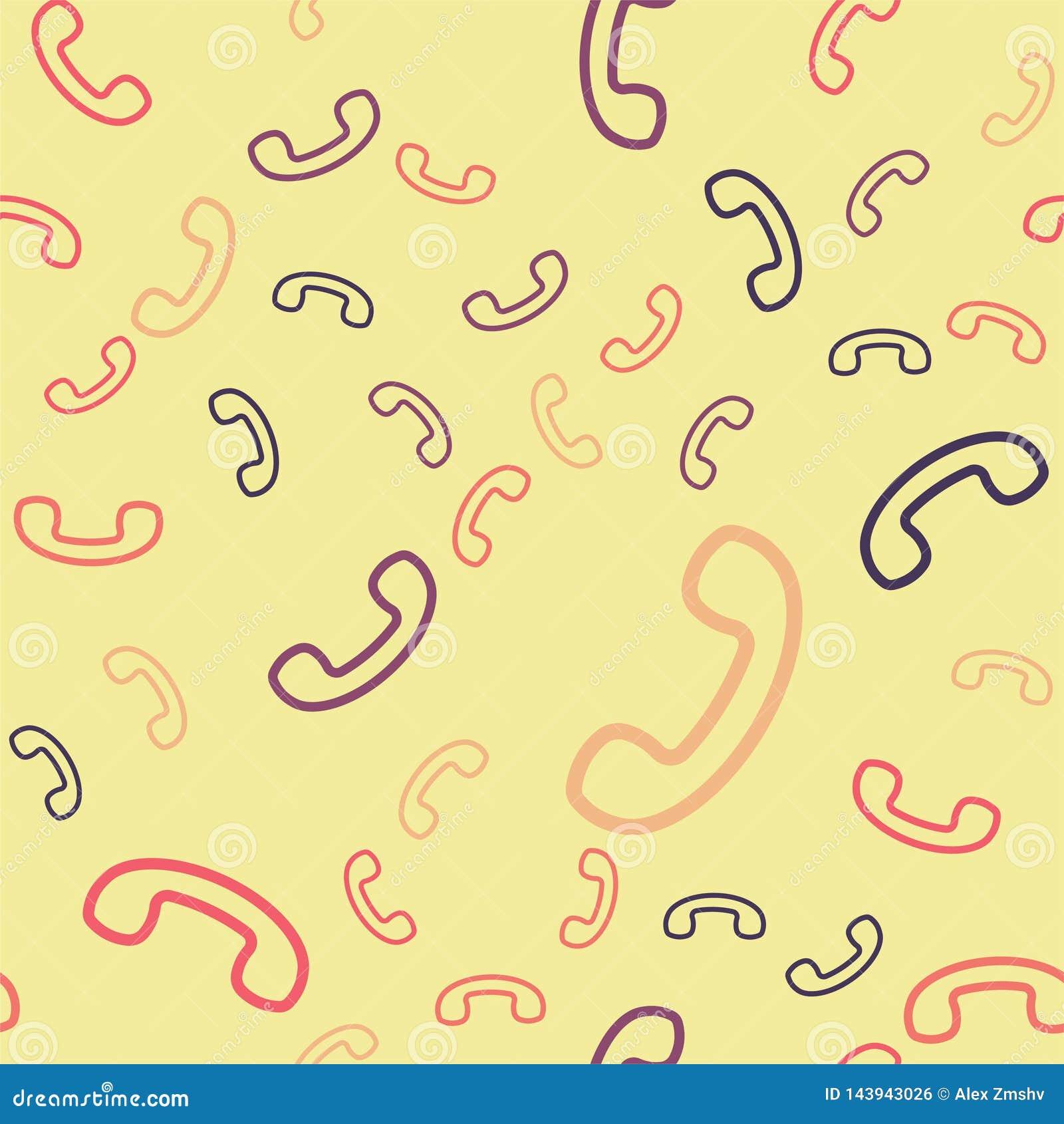 Seamless Pattern Vector Retro Telephone Handset . Stock Vector ...