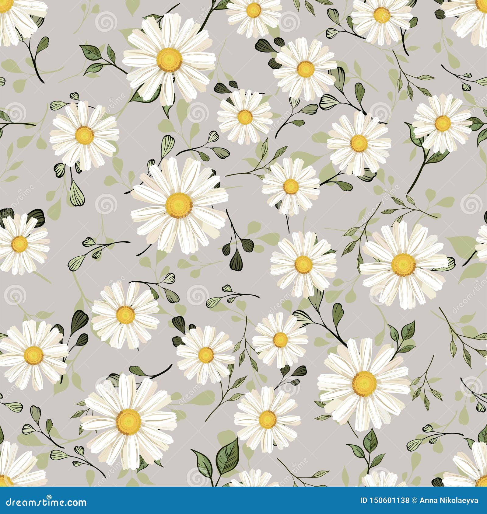 Pattern. Seamless. White Daisies. Daisy, Flower Stock Vector ...