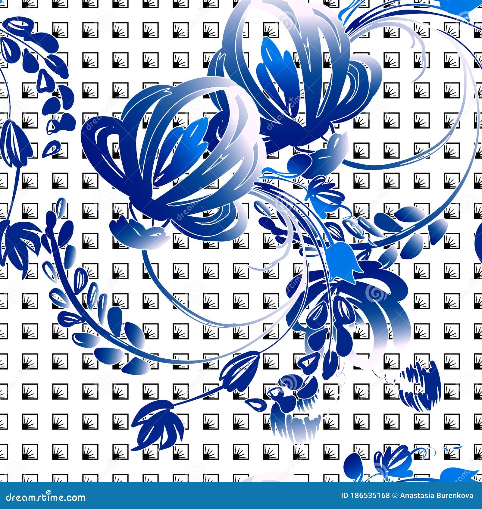 Pattern with Blue Flowers for Shirt and Blouse Stock Vector ...