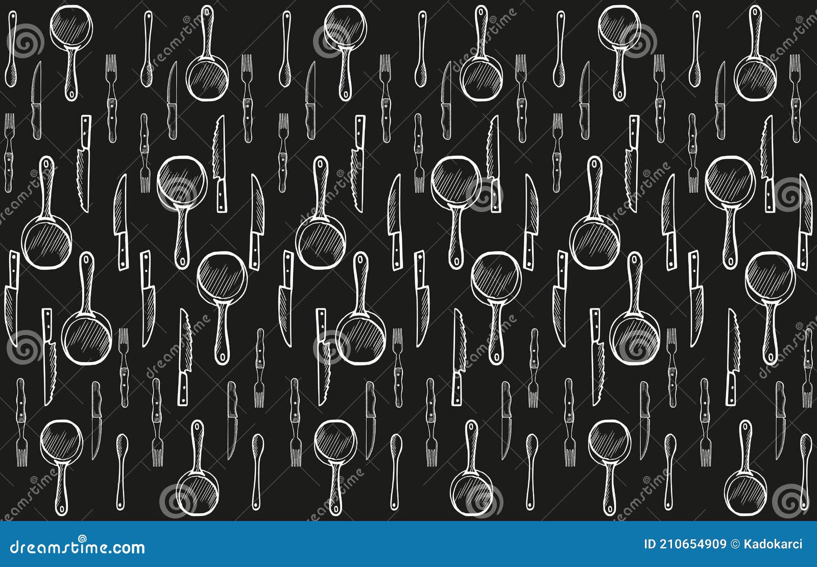 Kitchen Pattern Vector On Black Background | CartoonDealer.com #210654909