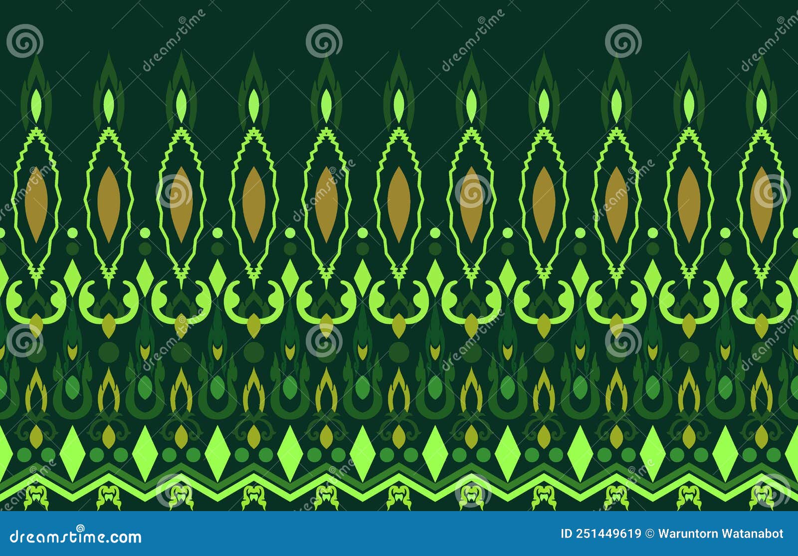 Green Light Neon Thai Line Art Pattern Stock Vector - Illustration of ...