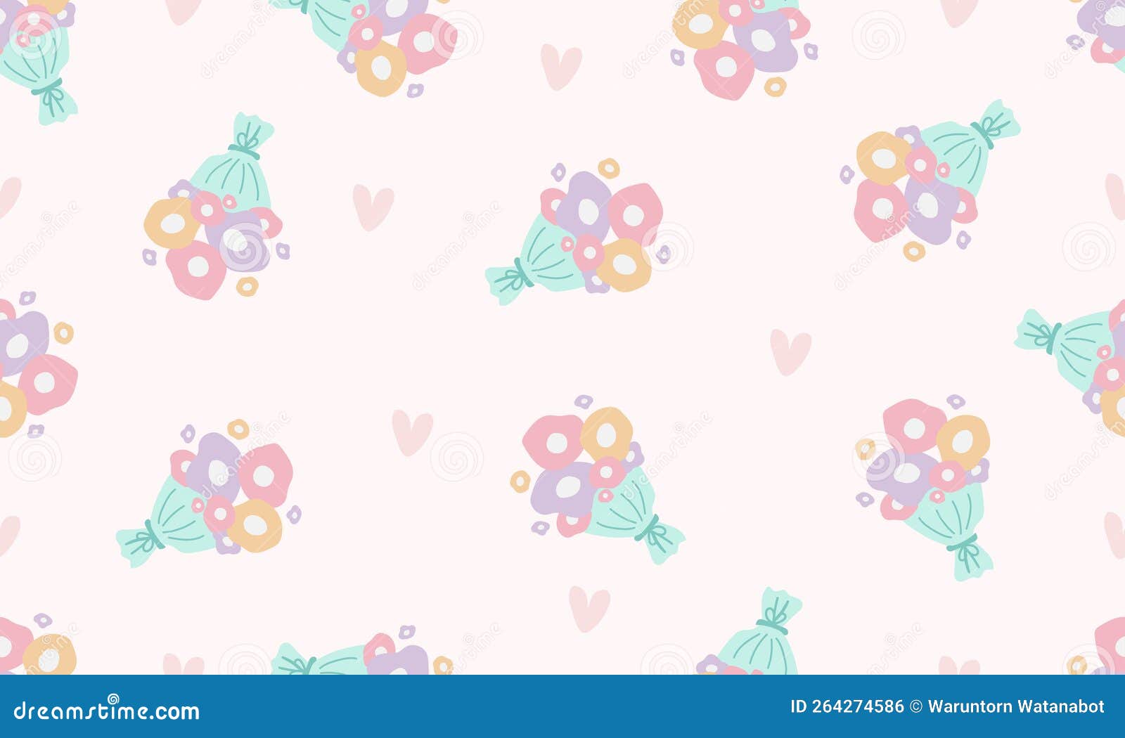 Rainbow Bouquet Flower Doodle Wallpaper Pattern Stock Vector ...